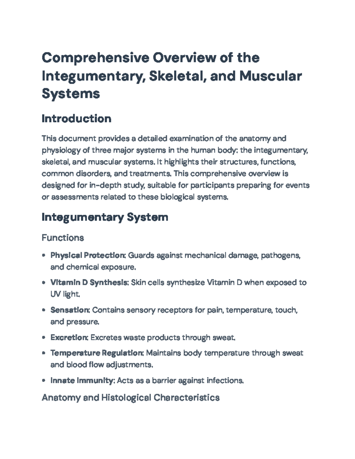 Comprehensive Study of Integumentary, Skeletal, and Muscular Systems ...