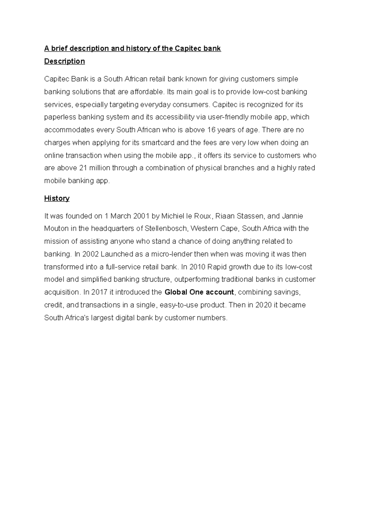 Capitec Bank Overview and History: Key Insights and Developments - Studocu