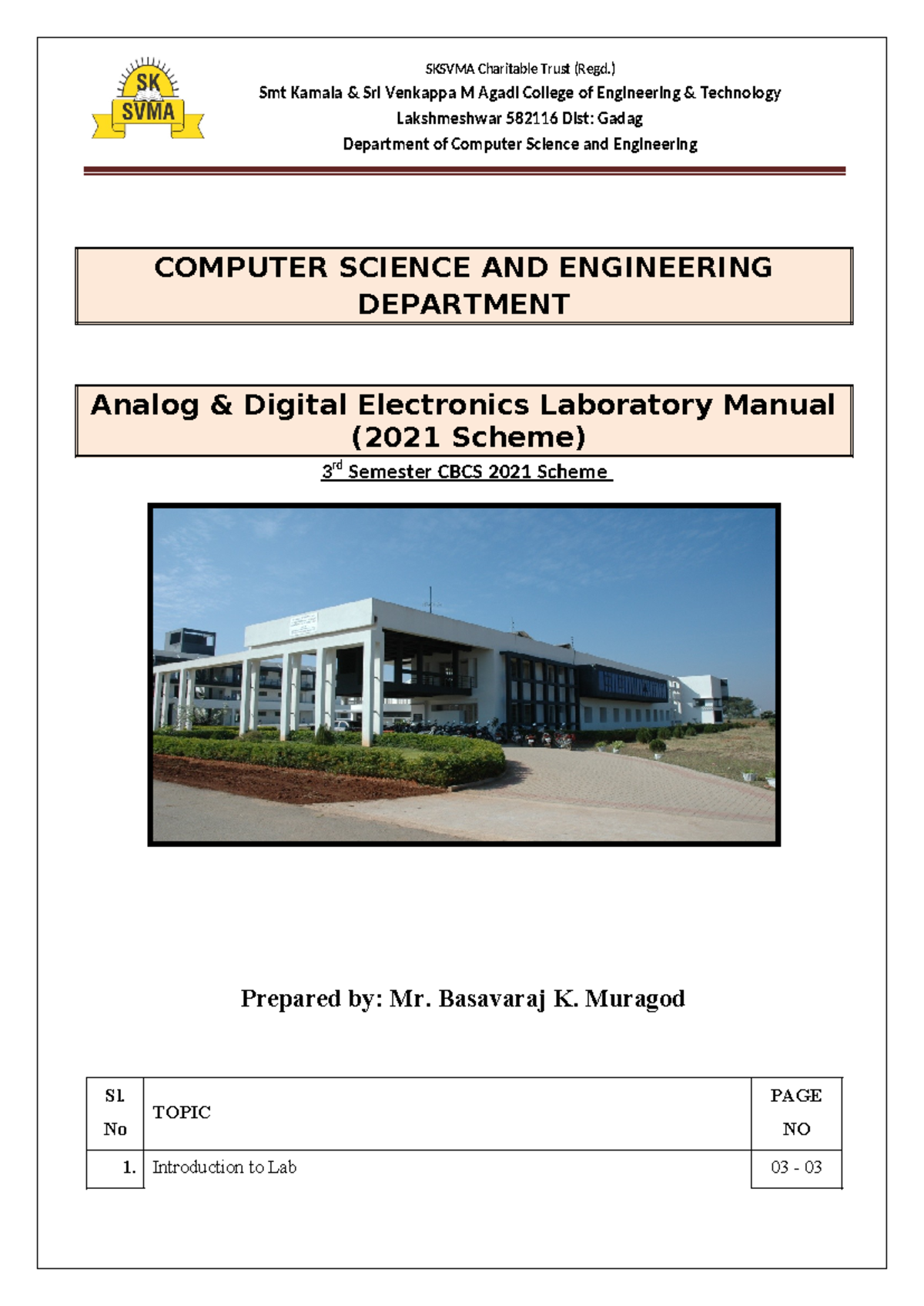 Analog & Digital Electronics Lab Manual (21CS33) 2022-23 - Studocu