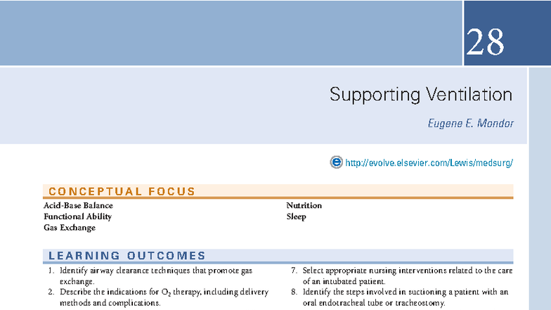28 Supporting Ventilation: Key Concepts and Nursing Interventions - Studocu