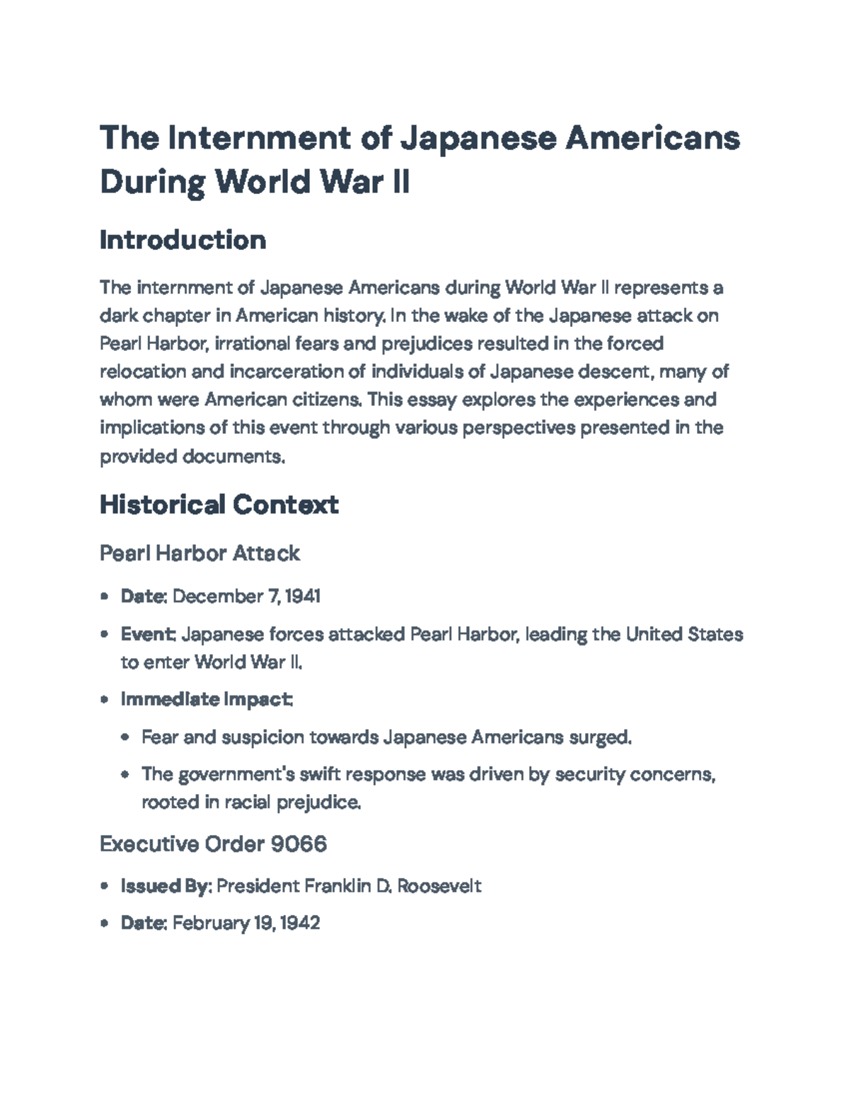 The Internment of Japanese Americans During WWII: A Historical Analysis ...