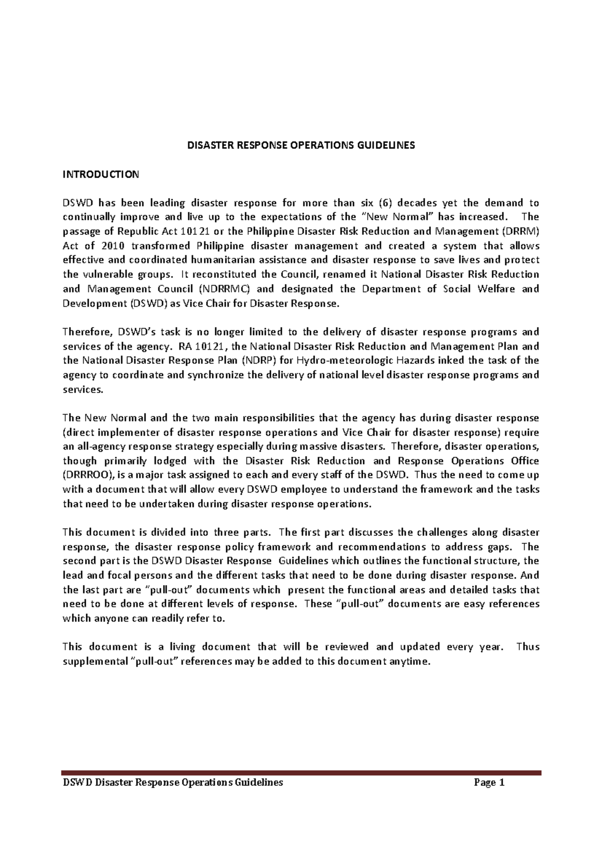 Disaster Response Guidelines - DSWD$Disaster$Response$Operations ...