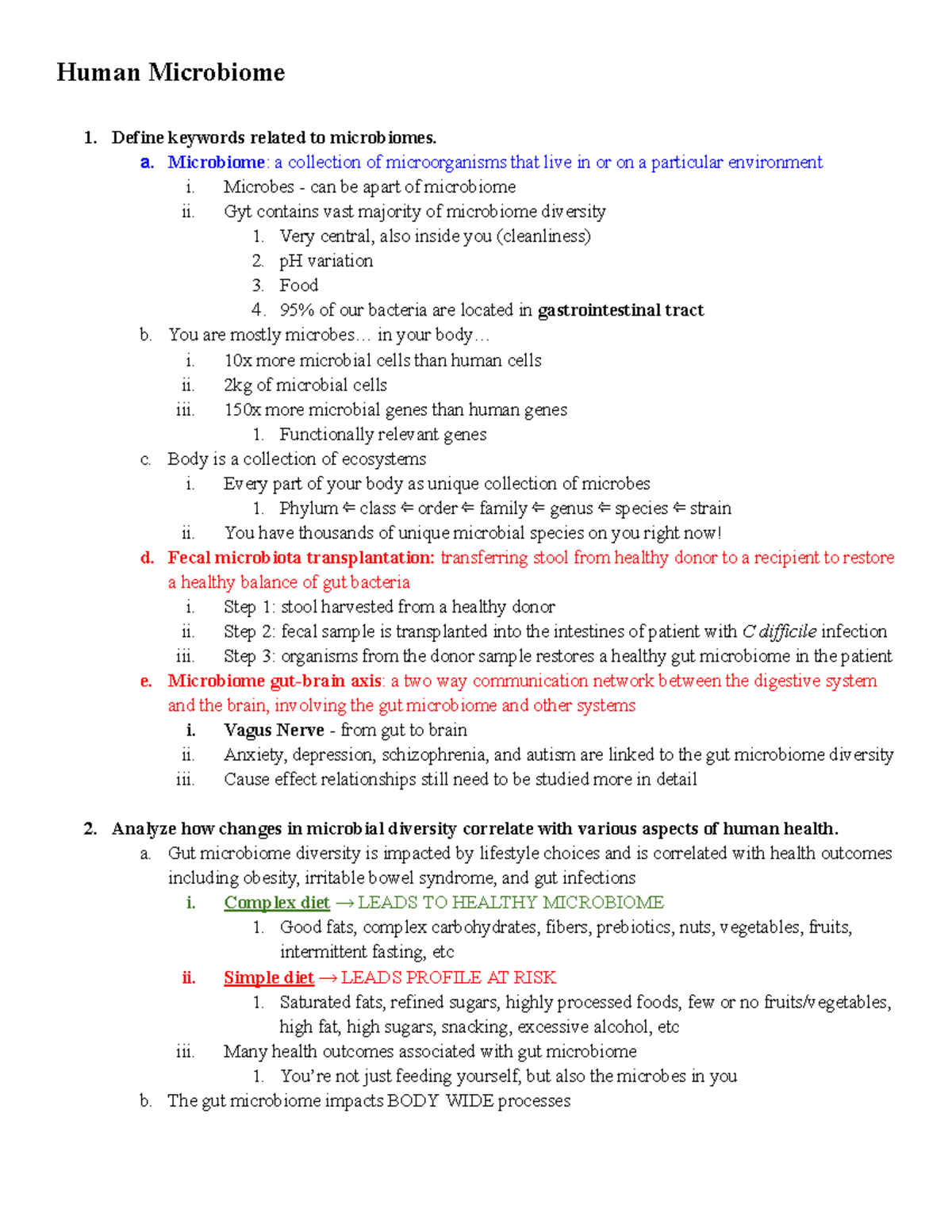 Unit 4 Objectives: Understanding Human Microbiome and Pathogenesis ...