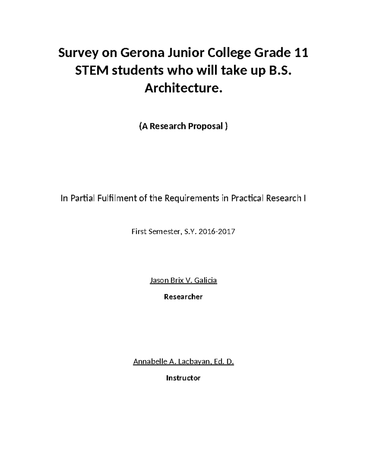 Research Proposal: Perceptions of Grade 11 GJC STEM Students on ...