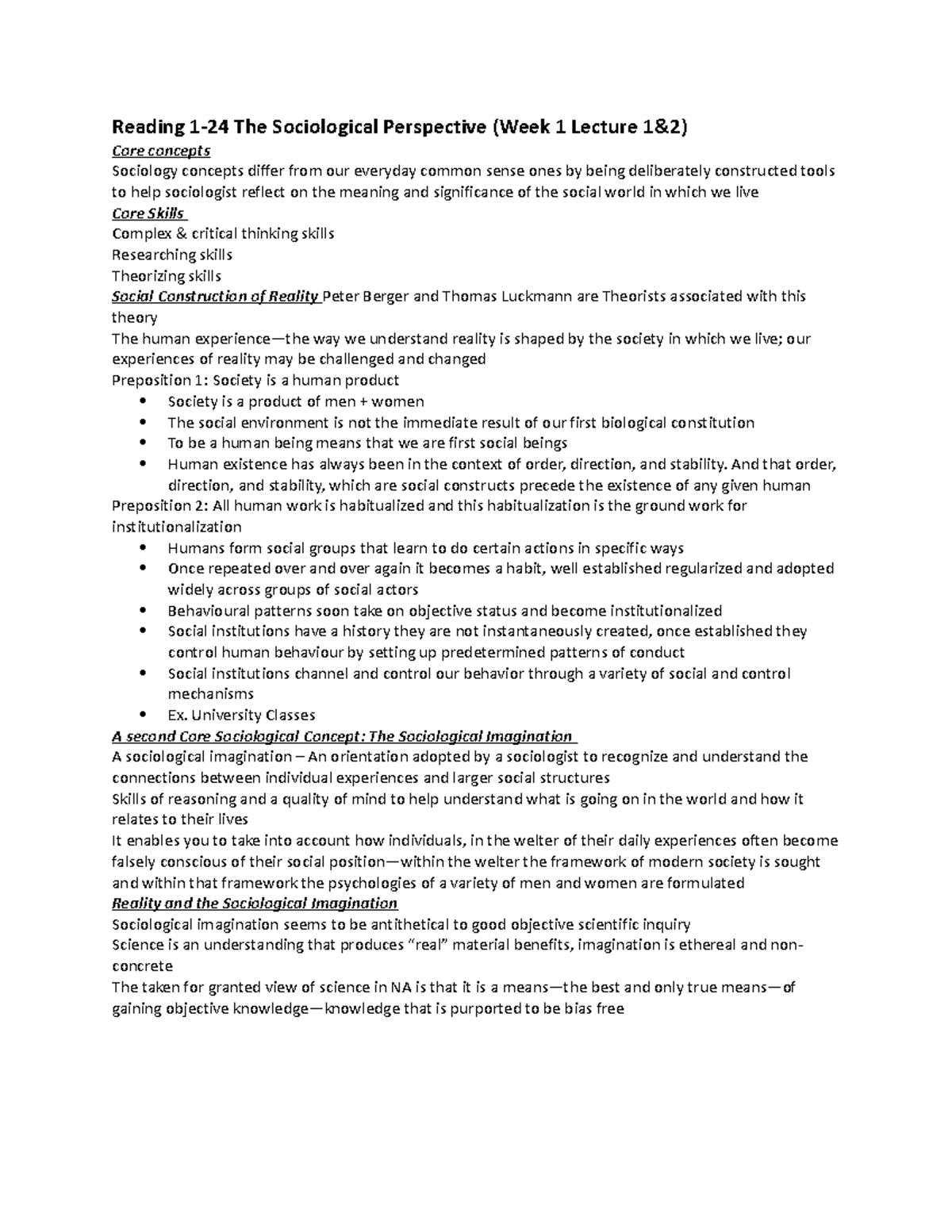 Socy 101 - Midterm Practice: Sociological Perspective & Concepts - Studocu