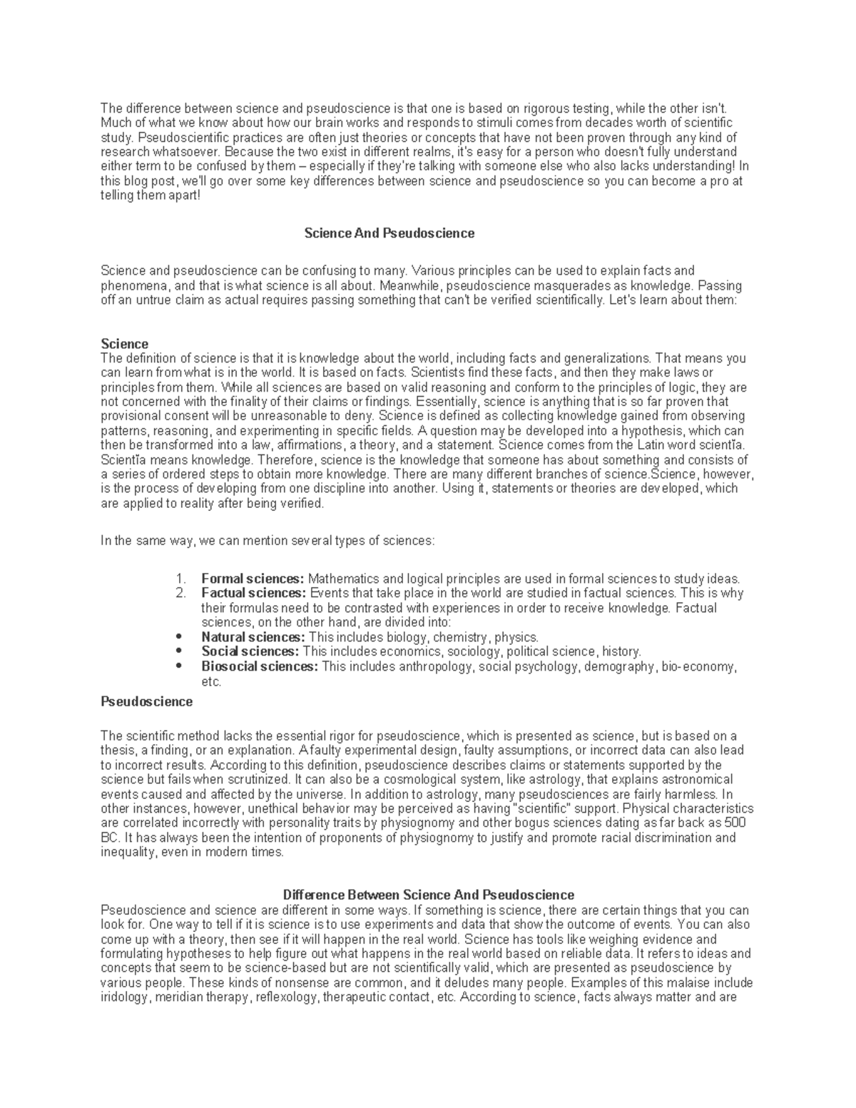 Understanding Science vs. Pseudoscience: Key Differences Explored - Studocu
