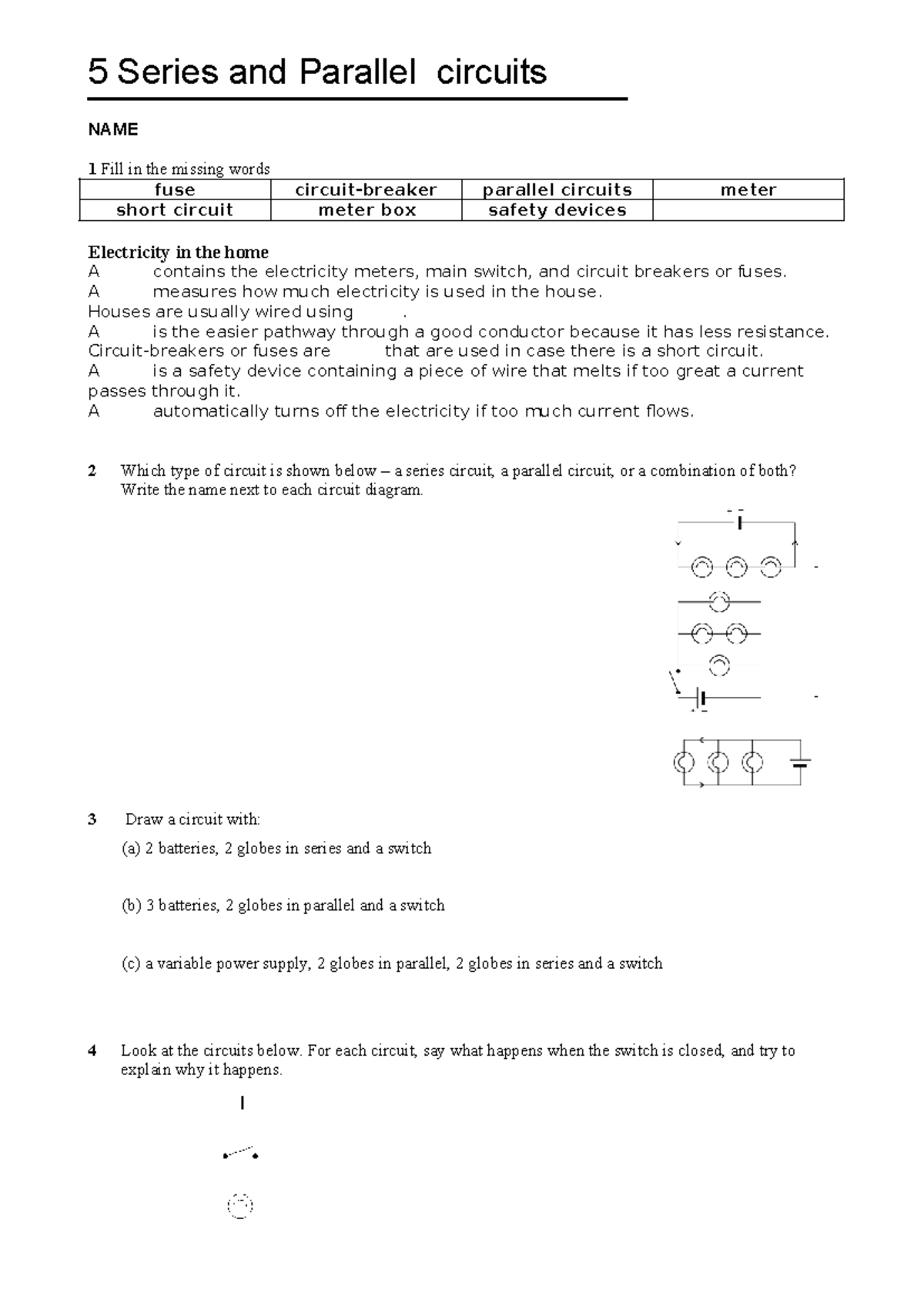 5 Series and Parallel Circuits: Understanding Electricity in the Home ...