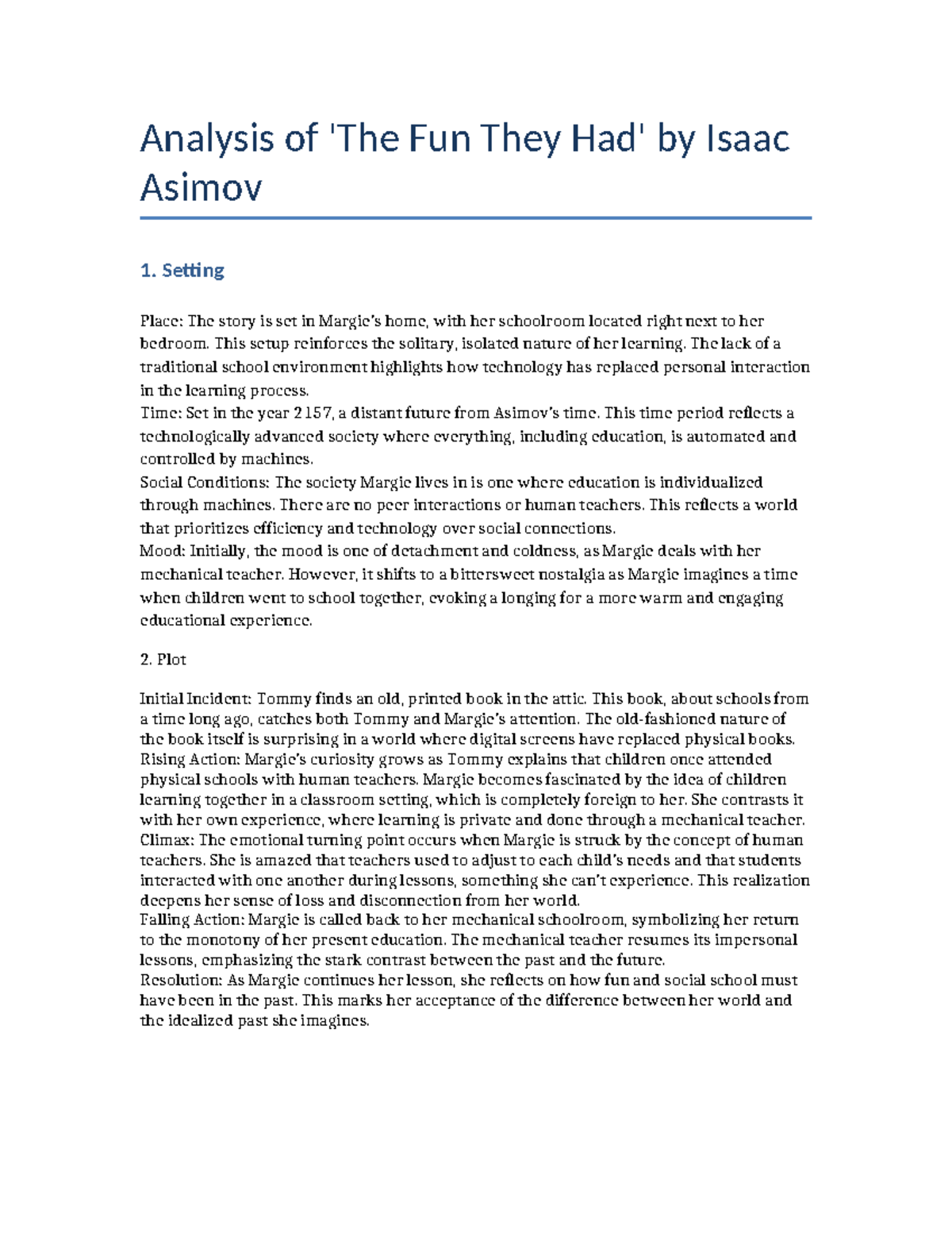Analysis of "The Fun They Had" by Isaac Asimov - Themes & Characters ...