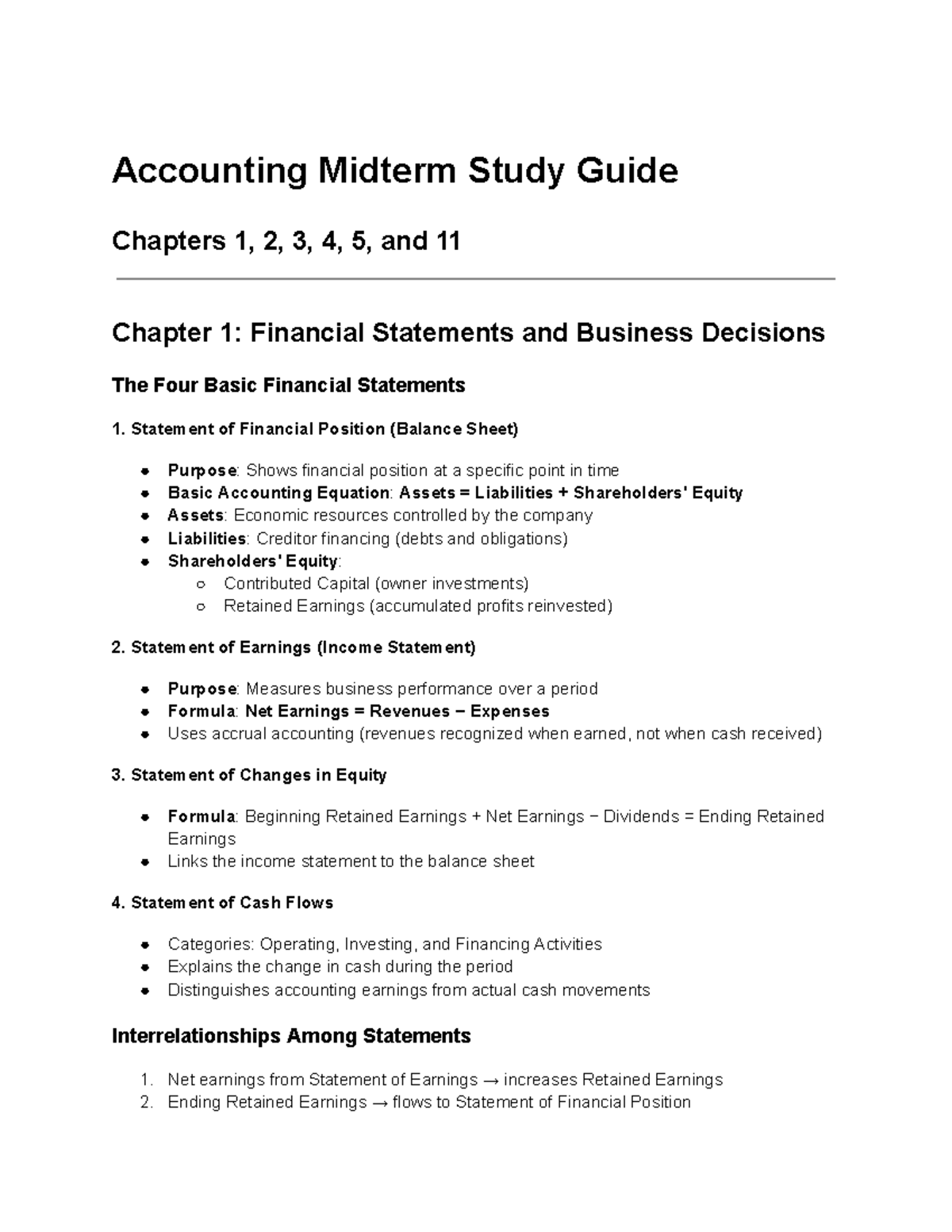 Accounting Midterm Study Guide: Key Concepts from Chapters 1-5 - Studocu