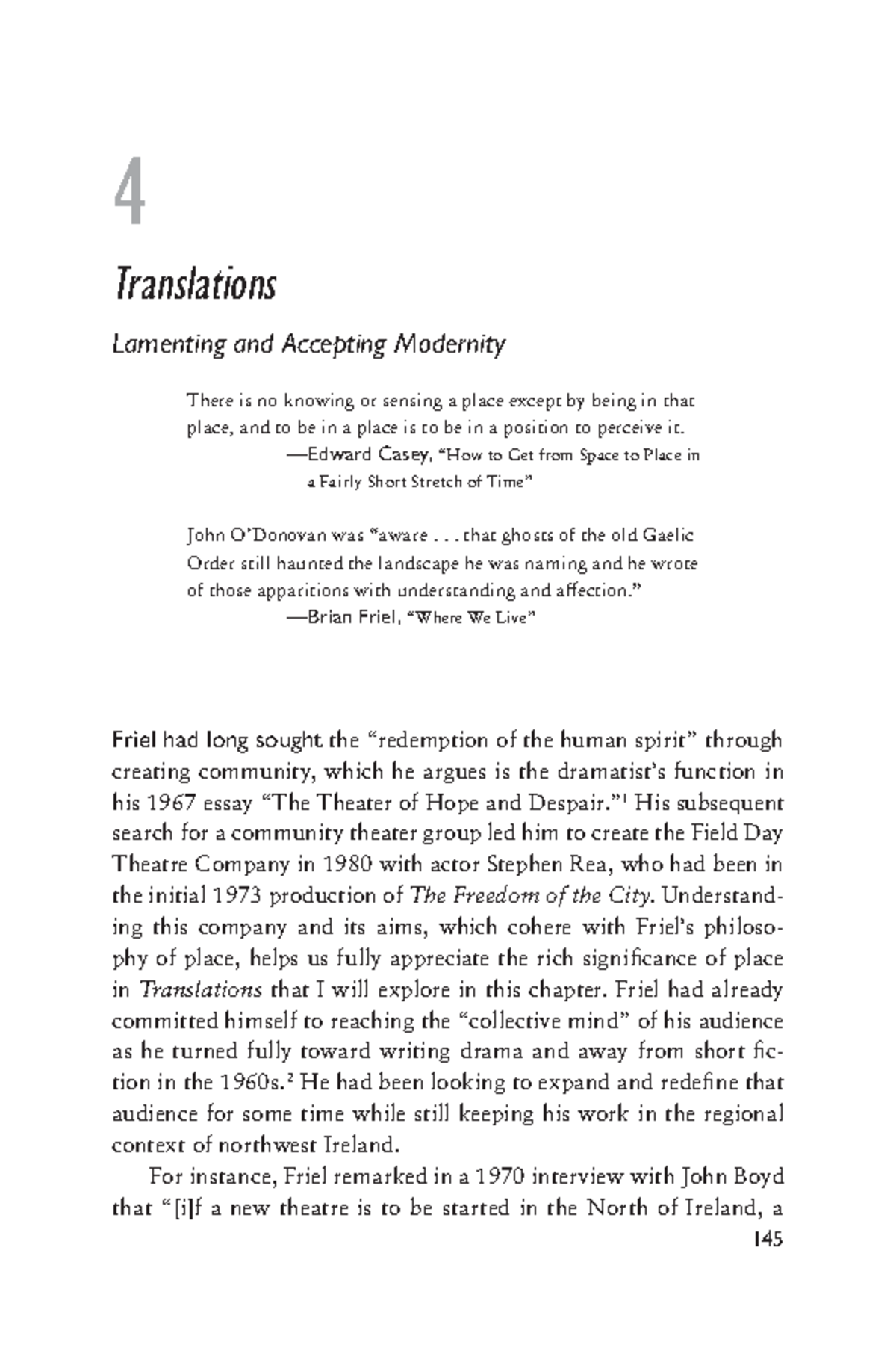 Translations: Modernity, Community, and Place in Friel's Drama - Studocu
