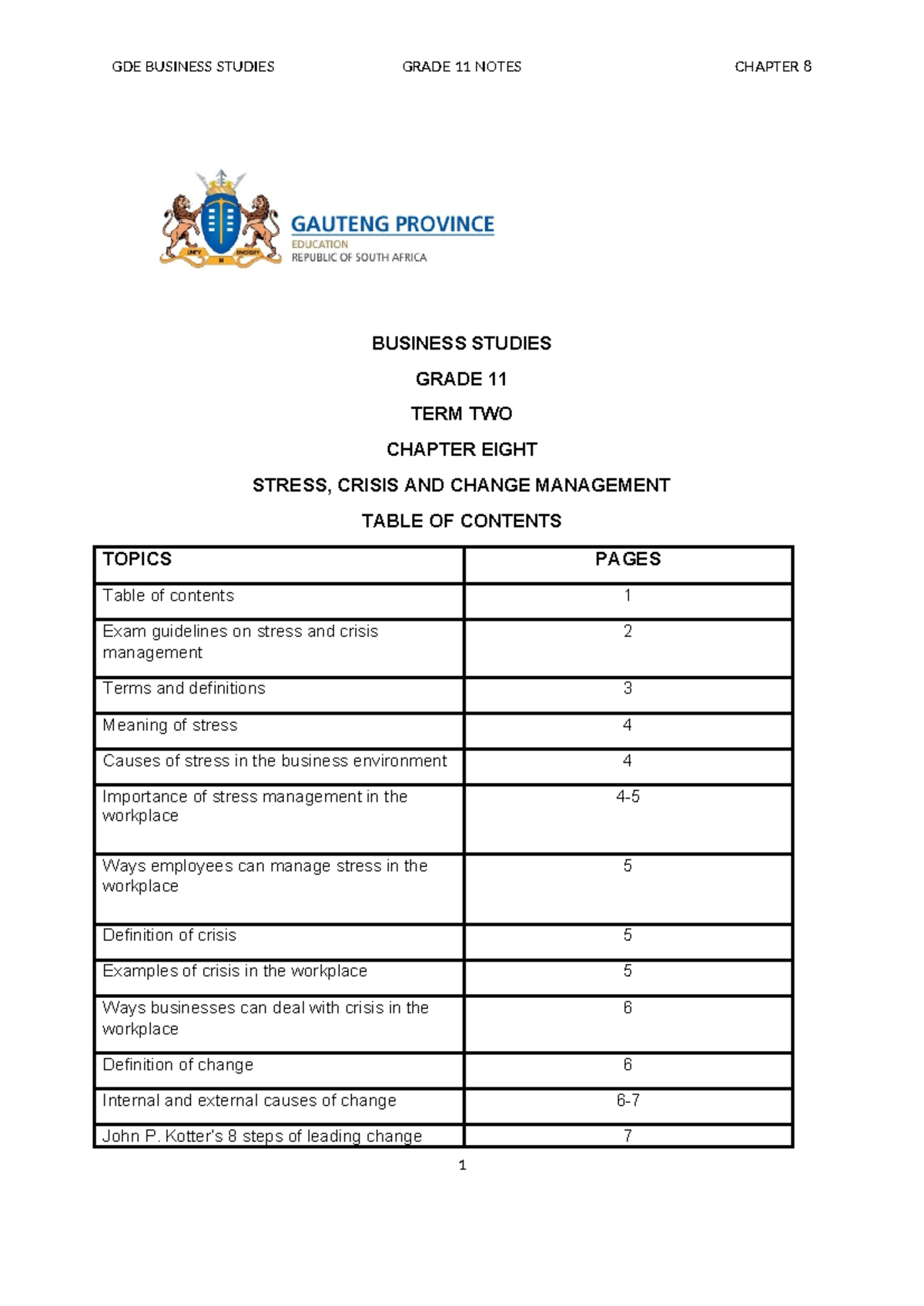 BSTD Grade 11 Final Exam Study Guide: Stress, Crisis & Change Mgmt ...