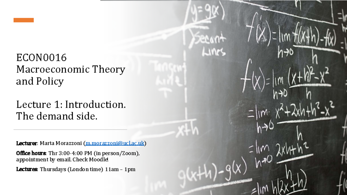 ECON0016 Macroeconomic Theory and Policy Lecture 1: Demand Side ...