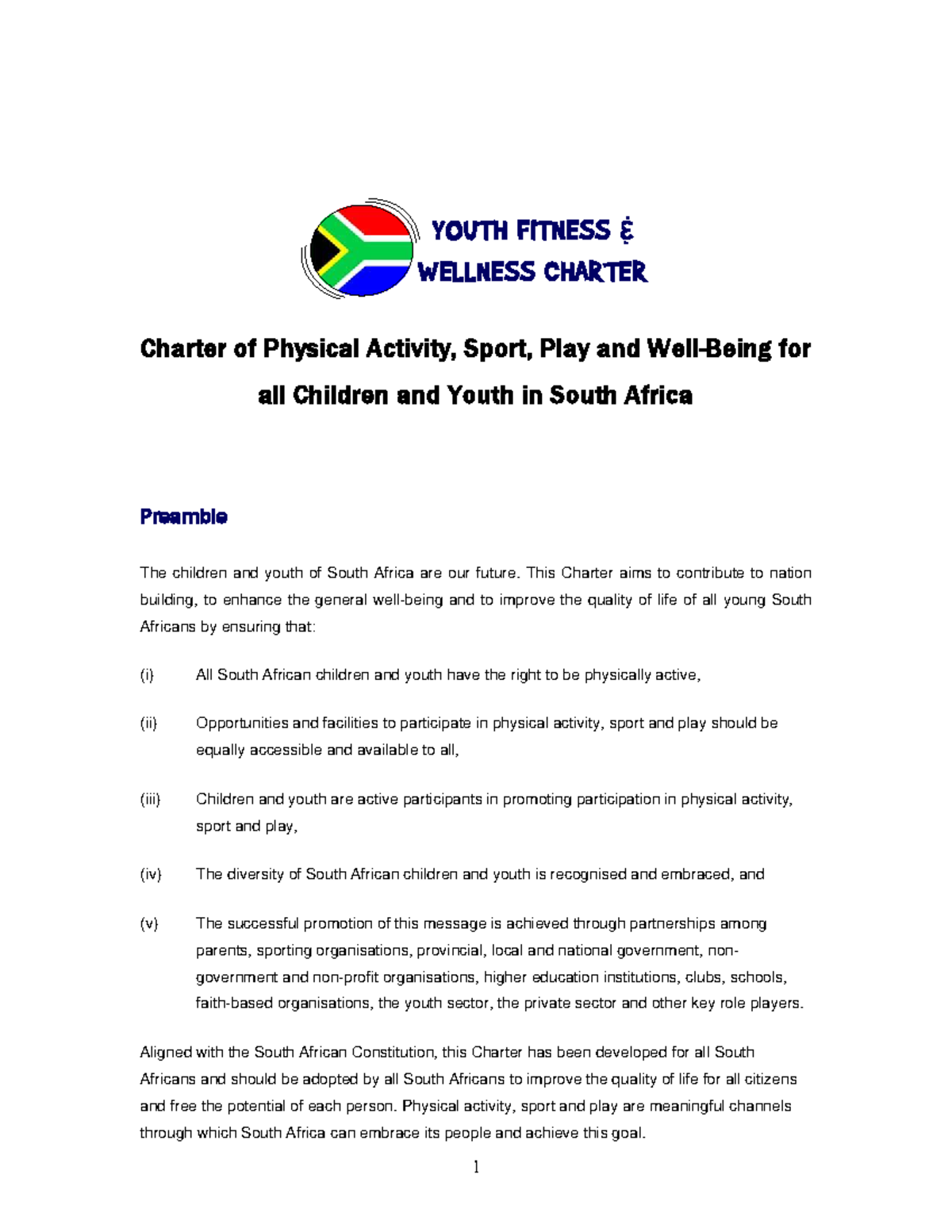 Youth Fitness Wellness Charter: Promoting Active Lifestyles for All ...