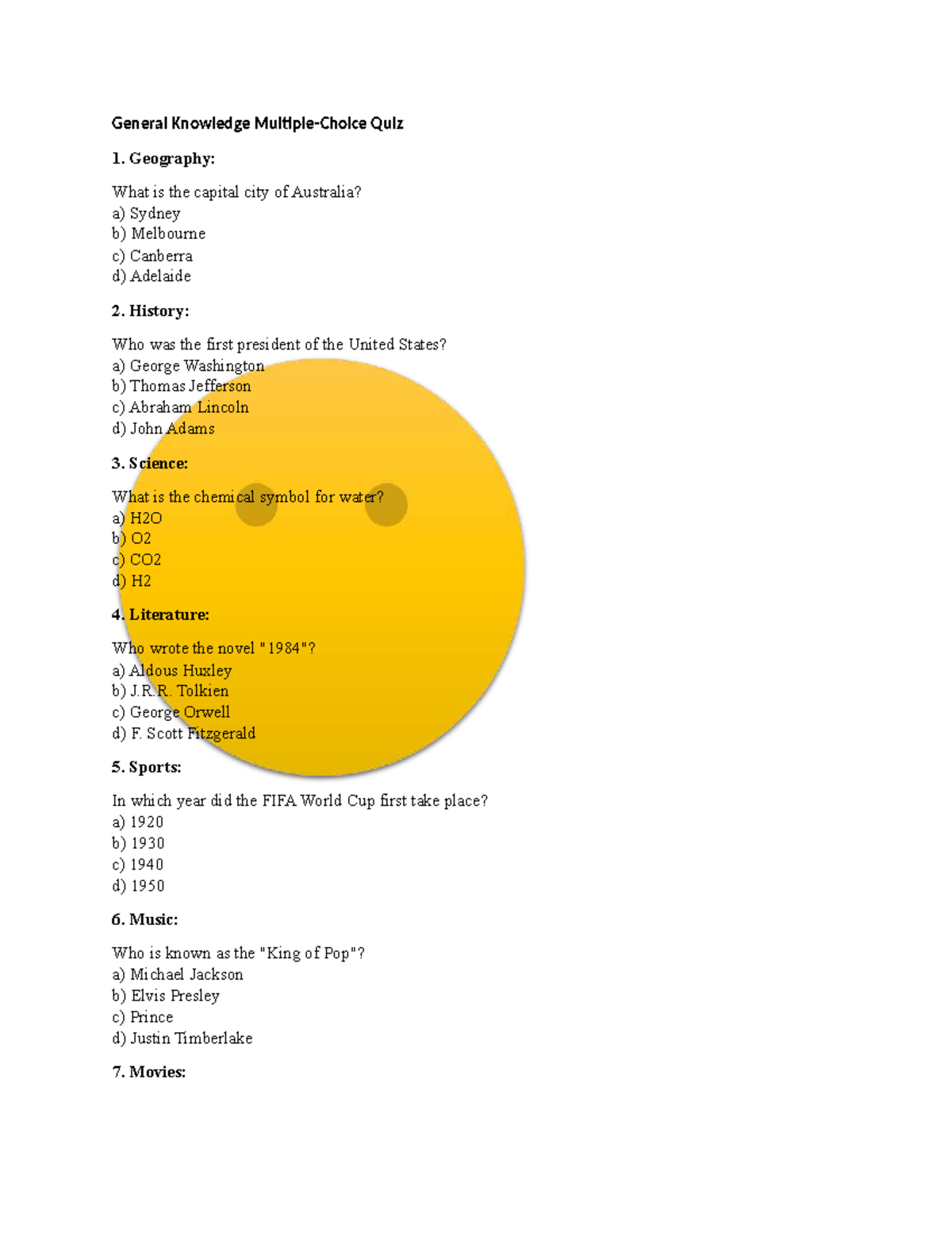 General Knowledge Quiz 1: Comprehensive Review for Entrance Exam - Studocu