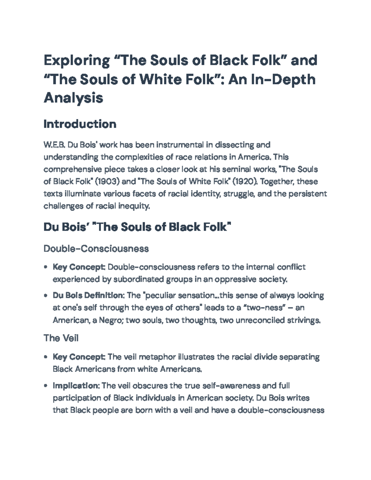 Analyzing W.E.B. Du Bois: Insights from Souls of Black & White (ENG 101 ...