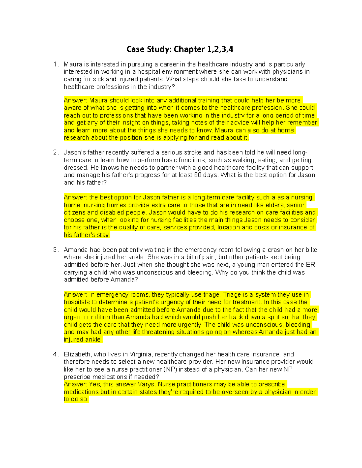 Case Study Insights: Chapters 1-3 - MAS115 - Studocu