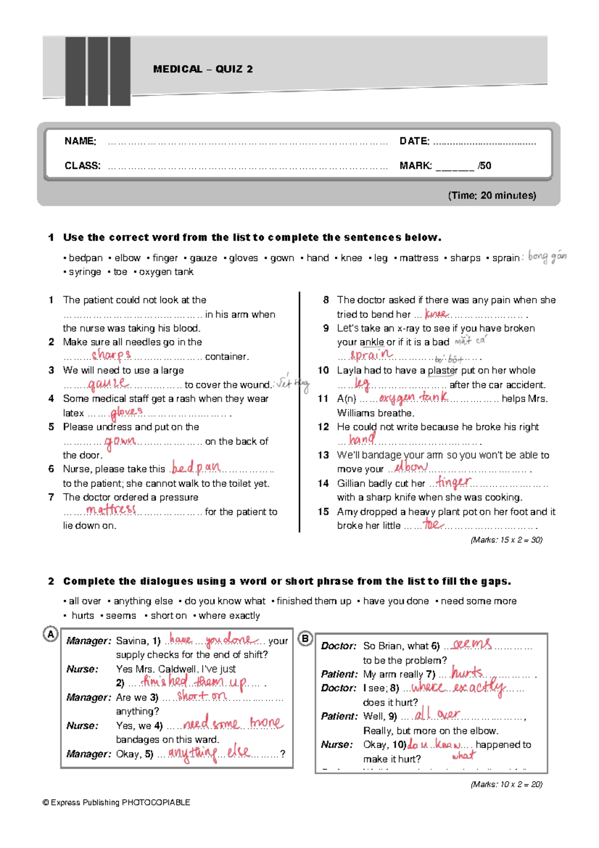 Medical Quiz 2 - Practice Questions and Answers - Studocu