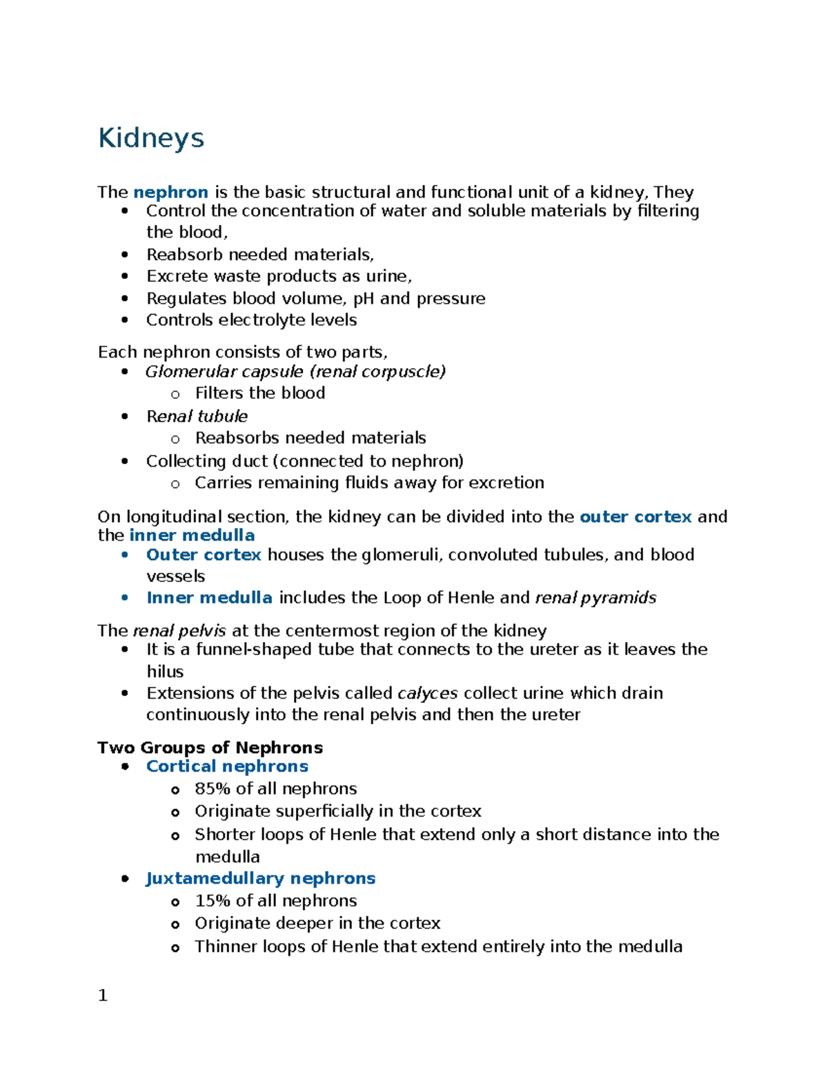 Kidneys: Structure, Function, and Disorders - Module 8 Notes - Studocu