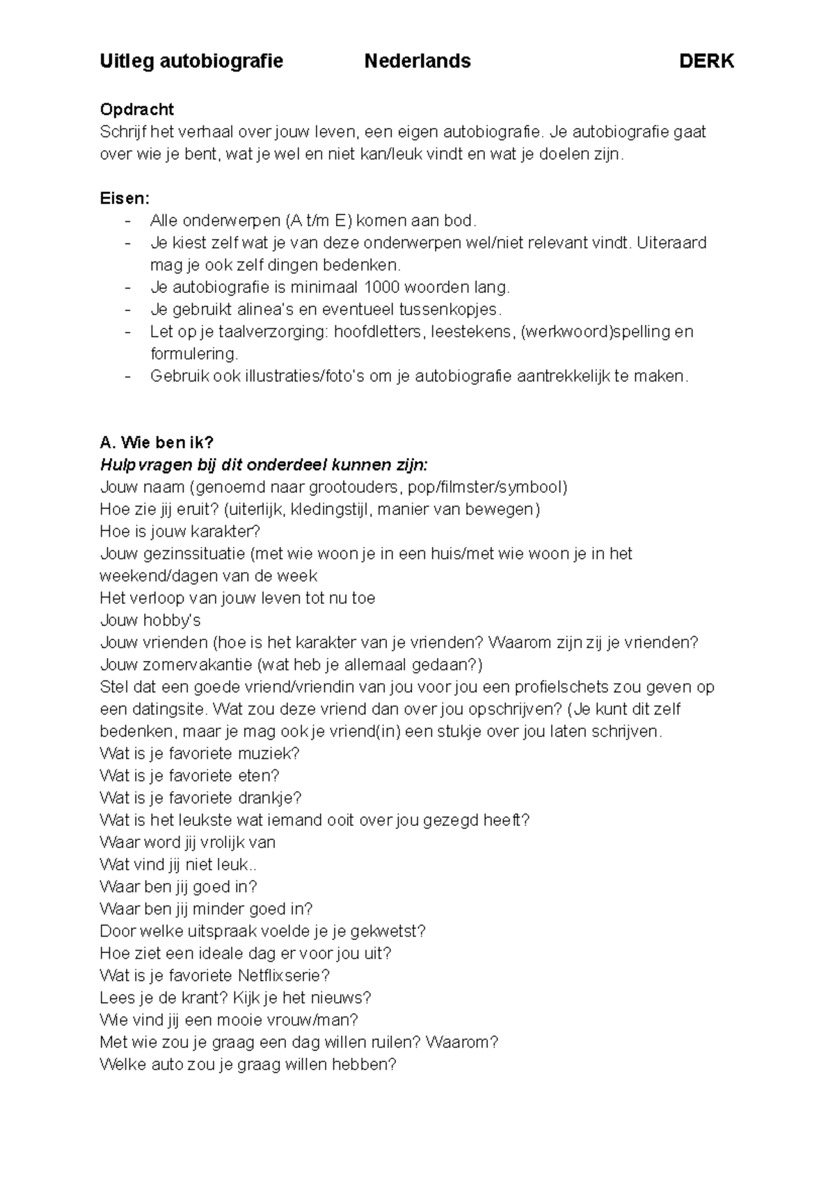 Uitleg Autobiografie Havo 4: Schrijf jouw Verhaal en Doelen - Studeersnel