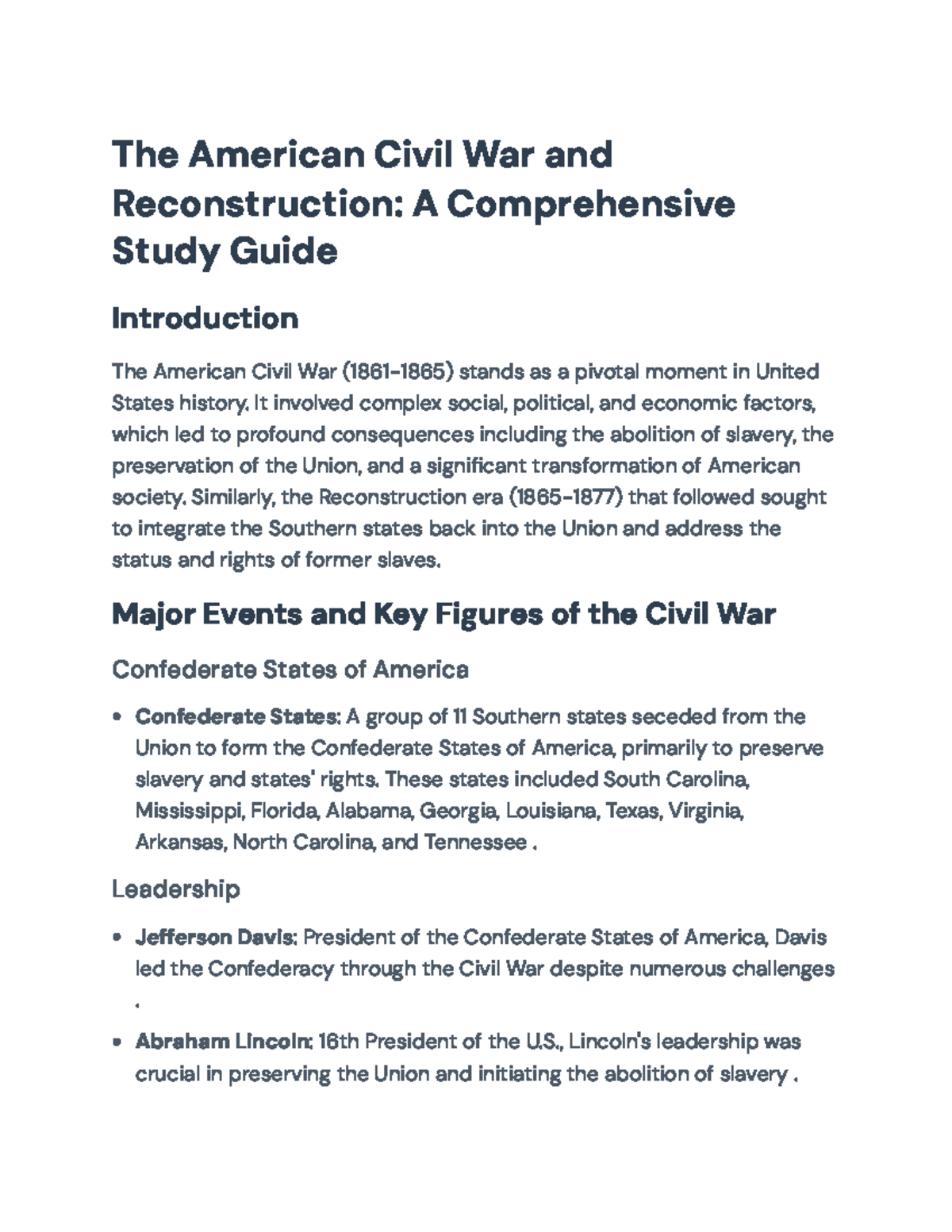 American Civil War & Reconstruction: A Comprehensive Study Guide - The ...