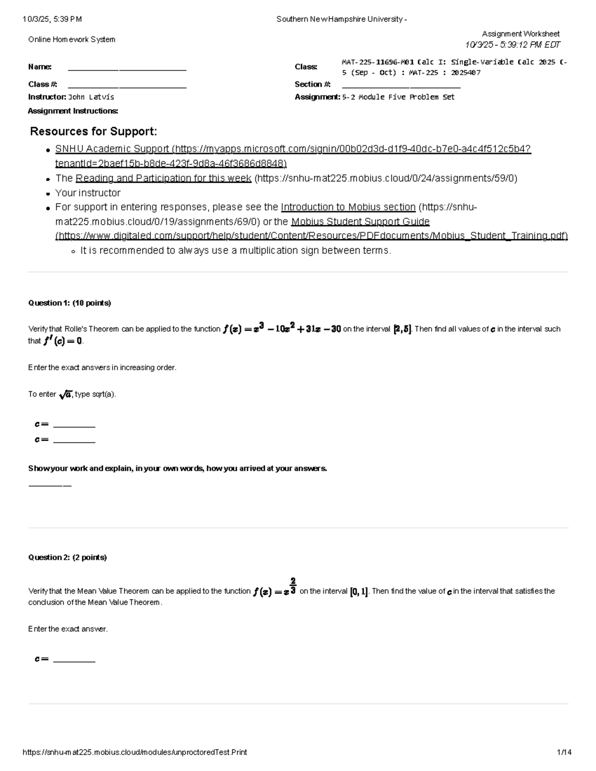 MAT225 Module 5 Problem Set Solutions and Explanations - Studocu