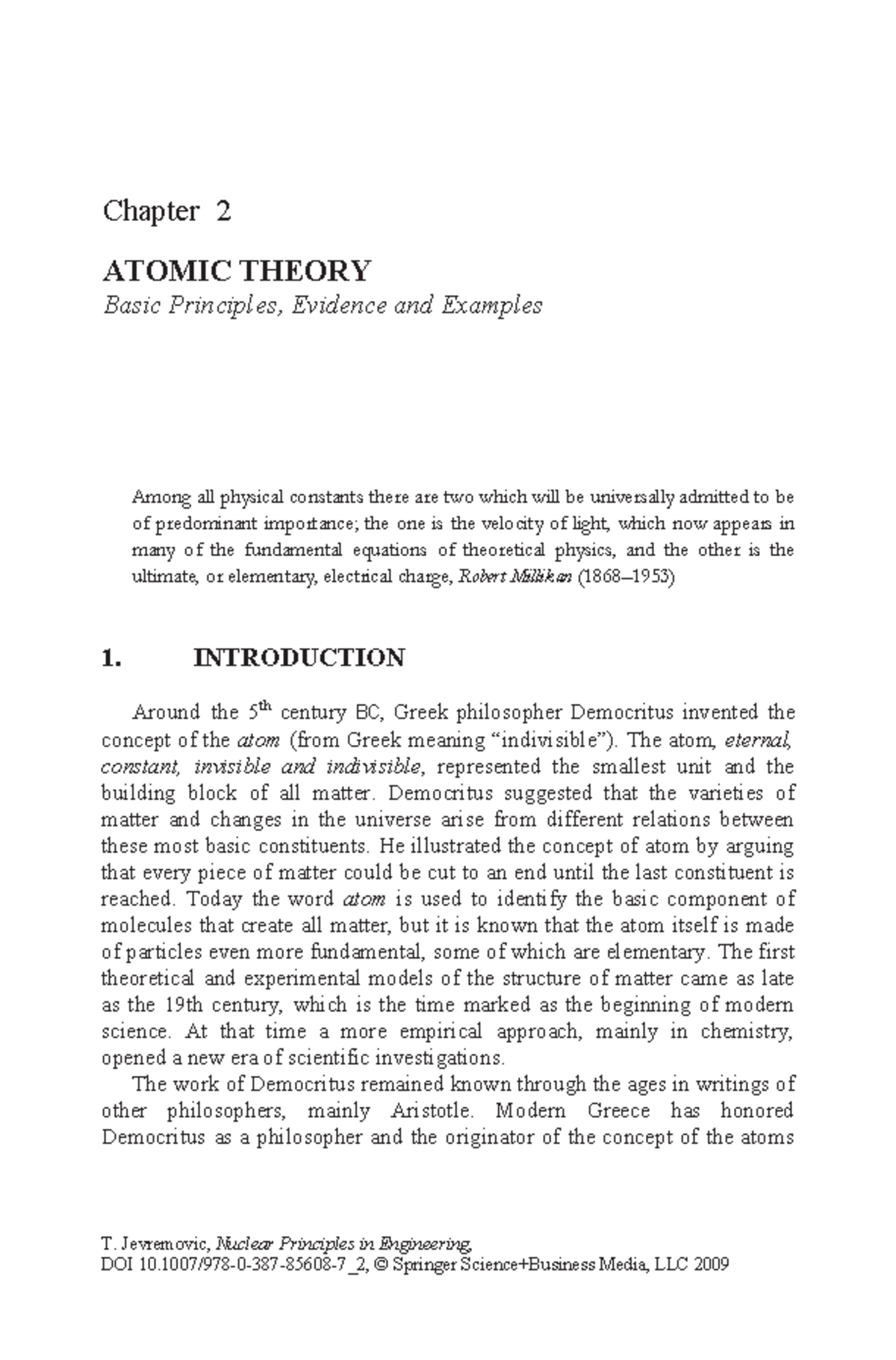 Chapter 2: Atomic Theory - Basic Principles and Models (Course Code: AT ...