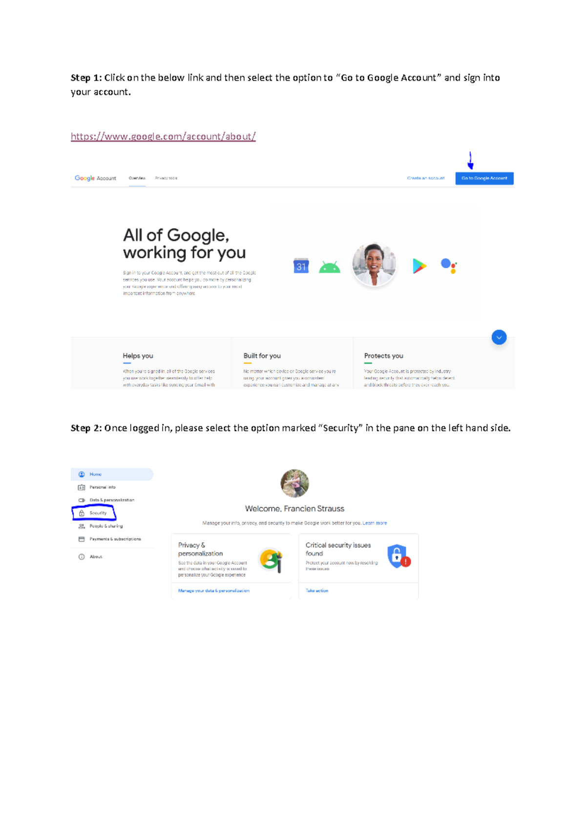 Google Account Manager - CCRA021 - Step 1: Click on the below link and ...