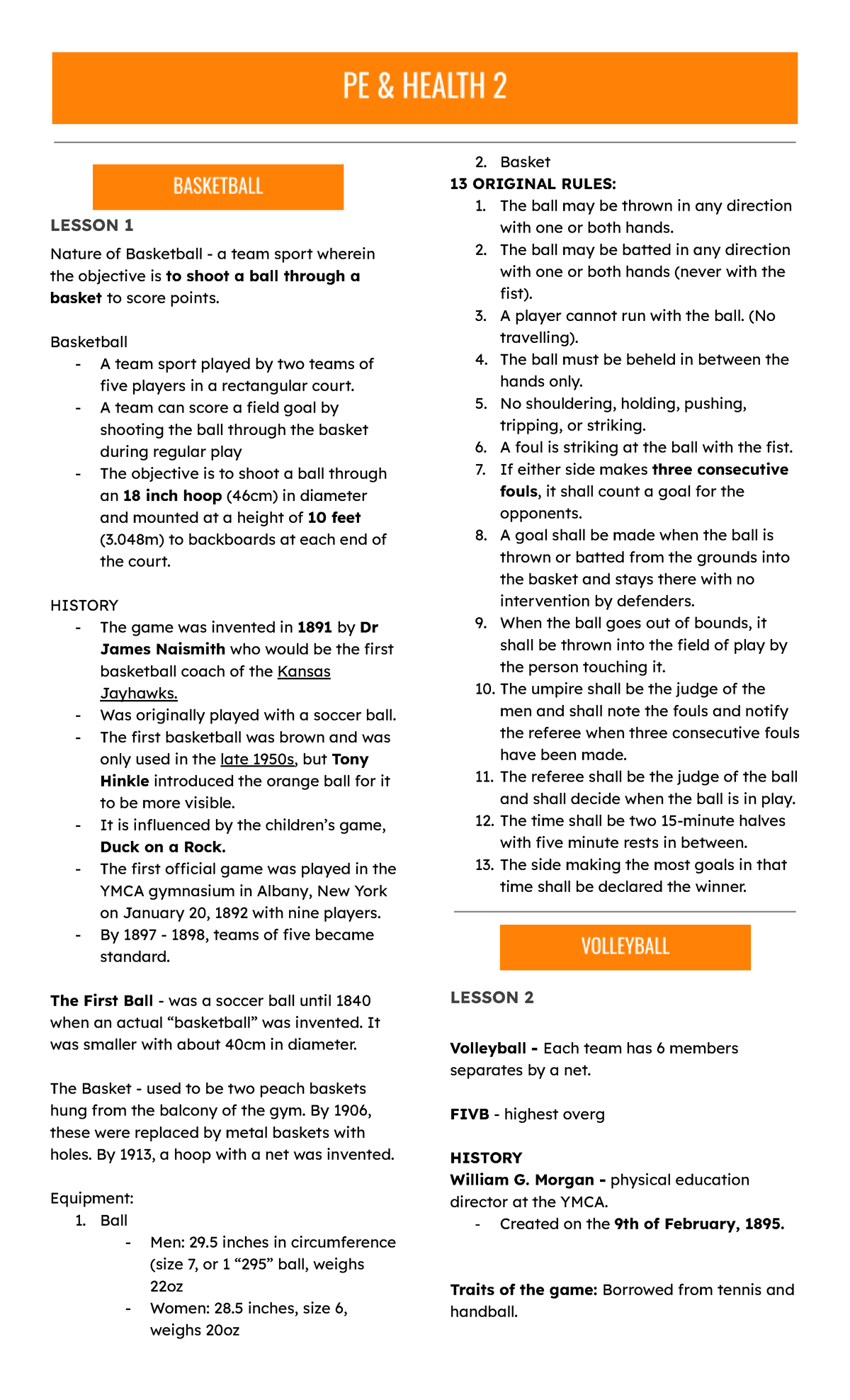 PE & Health Final Exam Reviewer: Sports Insights and Basics - Studocu