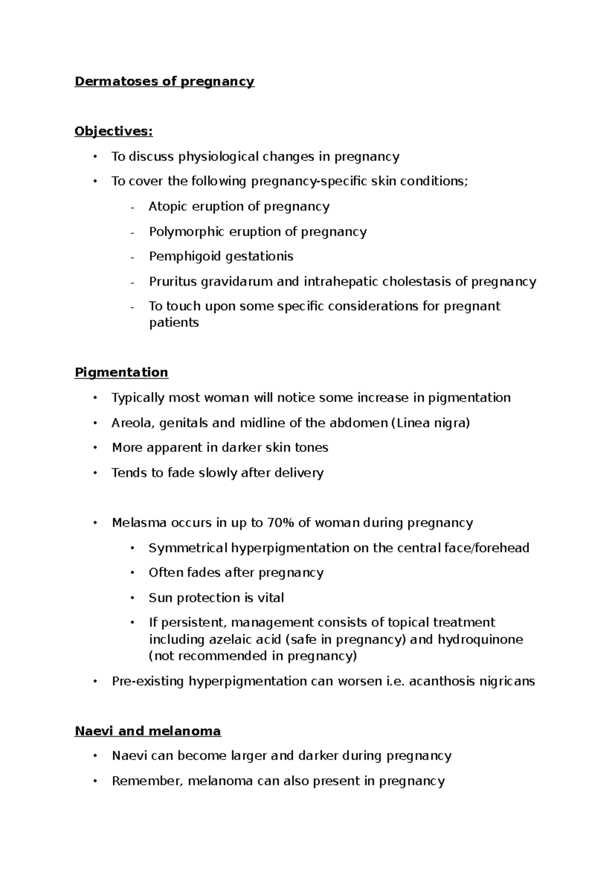 Dermatoses of Pregnancy: Key Insights and Management Strategies - Studocu