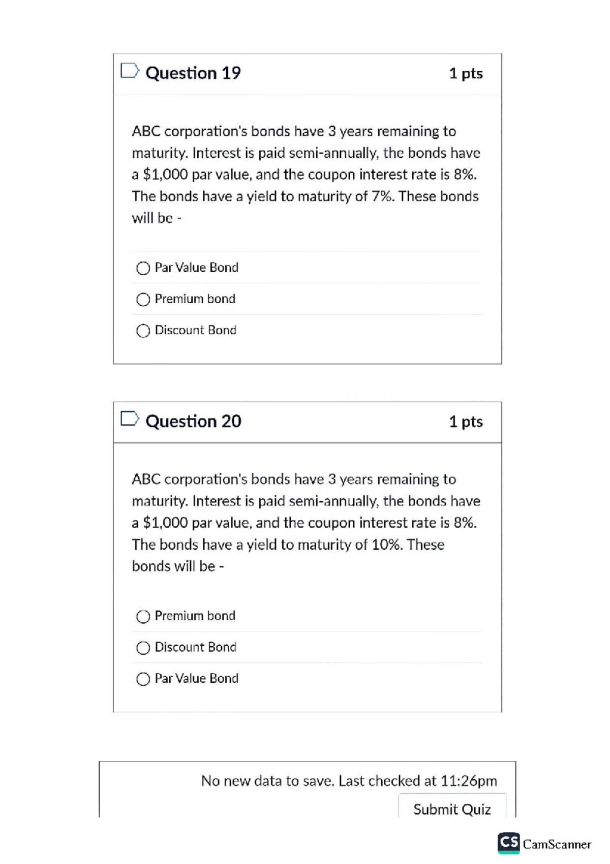 CS Final Exam: ABC Bonds and Yield to Maturity Analysis - Studocu