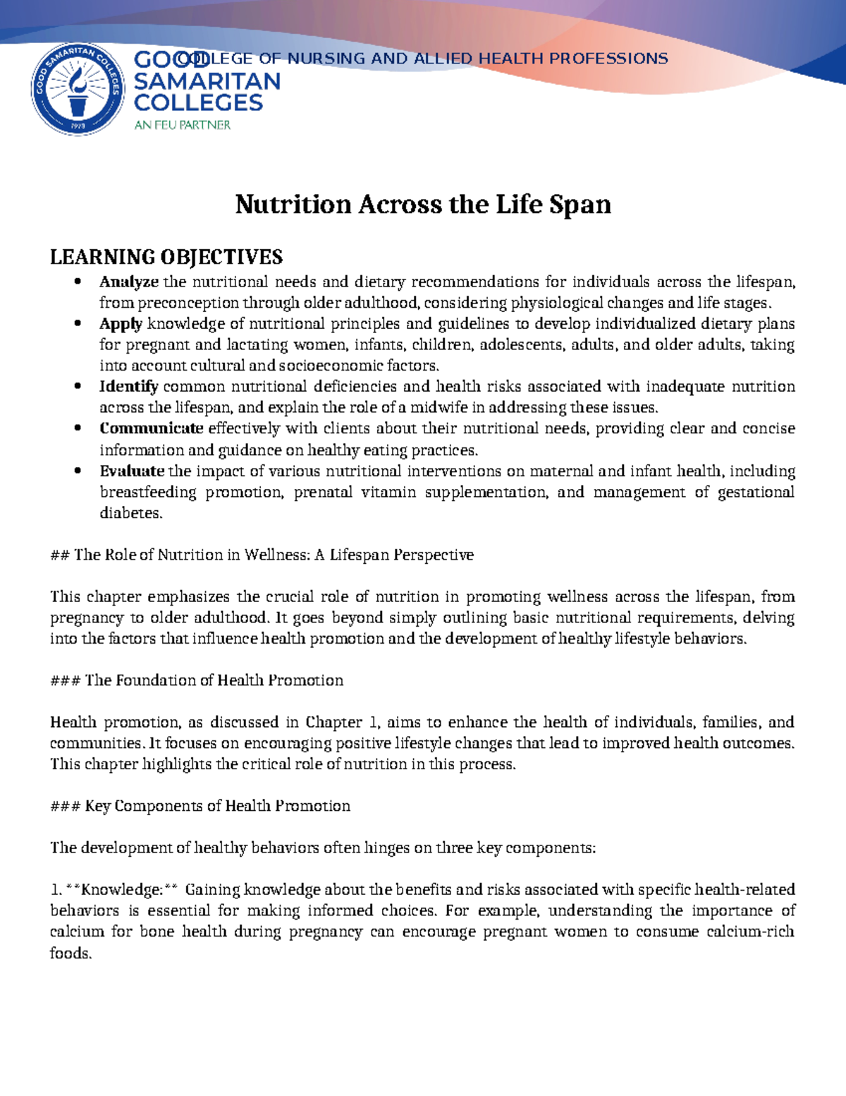 Nutrition Across the Life Span: A Comprehensive Overview of Dietary ...