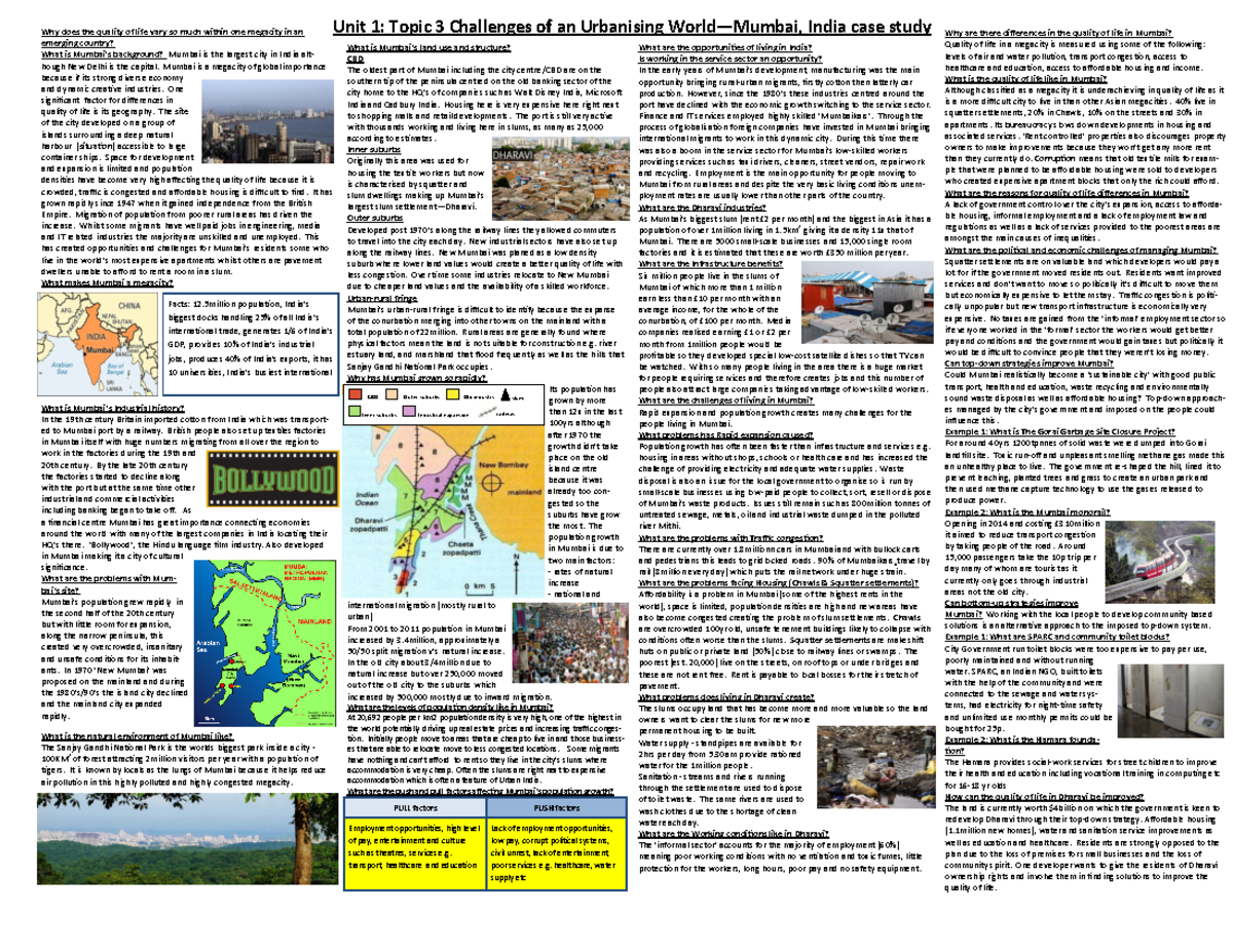 Mumbai Urbanisation: A Case Study on Quality of Life Challenges - Studocu