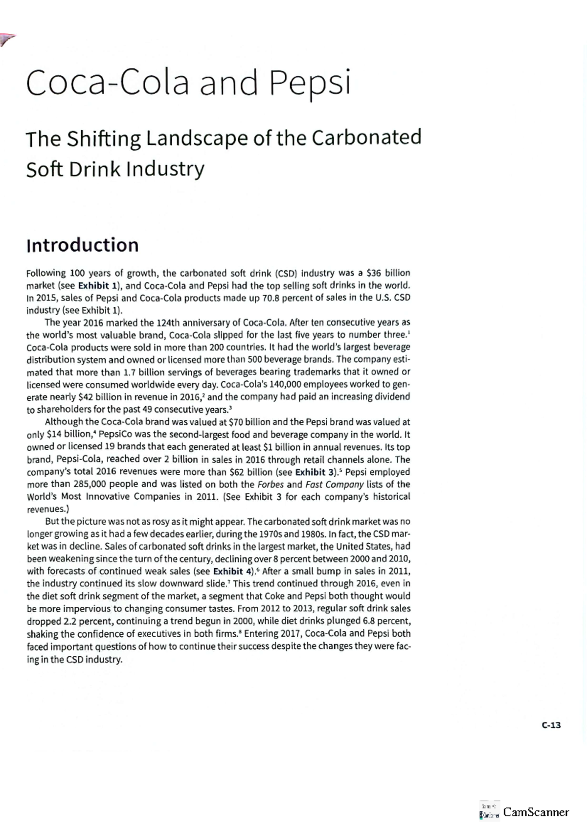 Coca-Cola and Pepsi: A Case Study on CSD Market Dynamics - Studocu