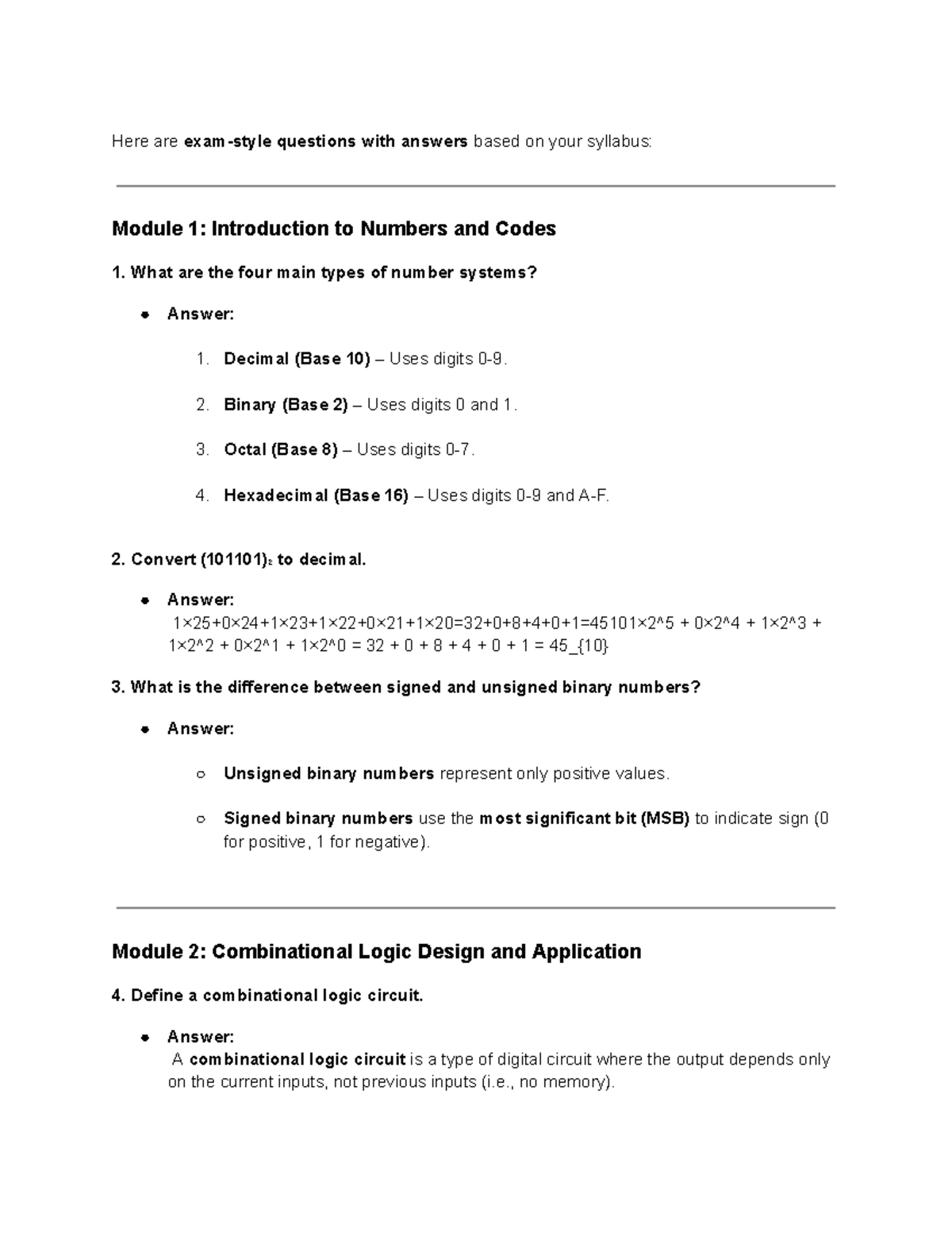 Cit 344 - Summary of Key Concepts in Number Systems and Logic - Studocu