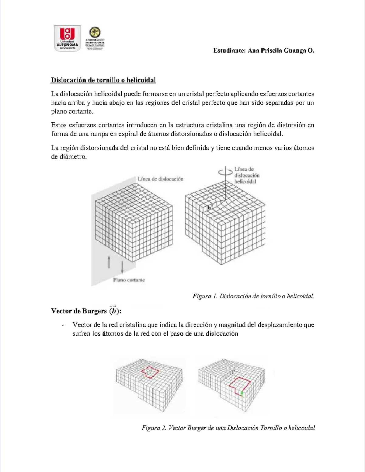 Dislocación de Tornillo o Helicoidal: Estudio y Análisis - Studocu