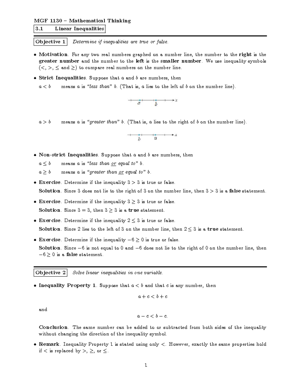 MGF 1130 Final Exam Study Guide: Mastering Linear Inequalities - Studocu
