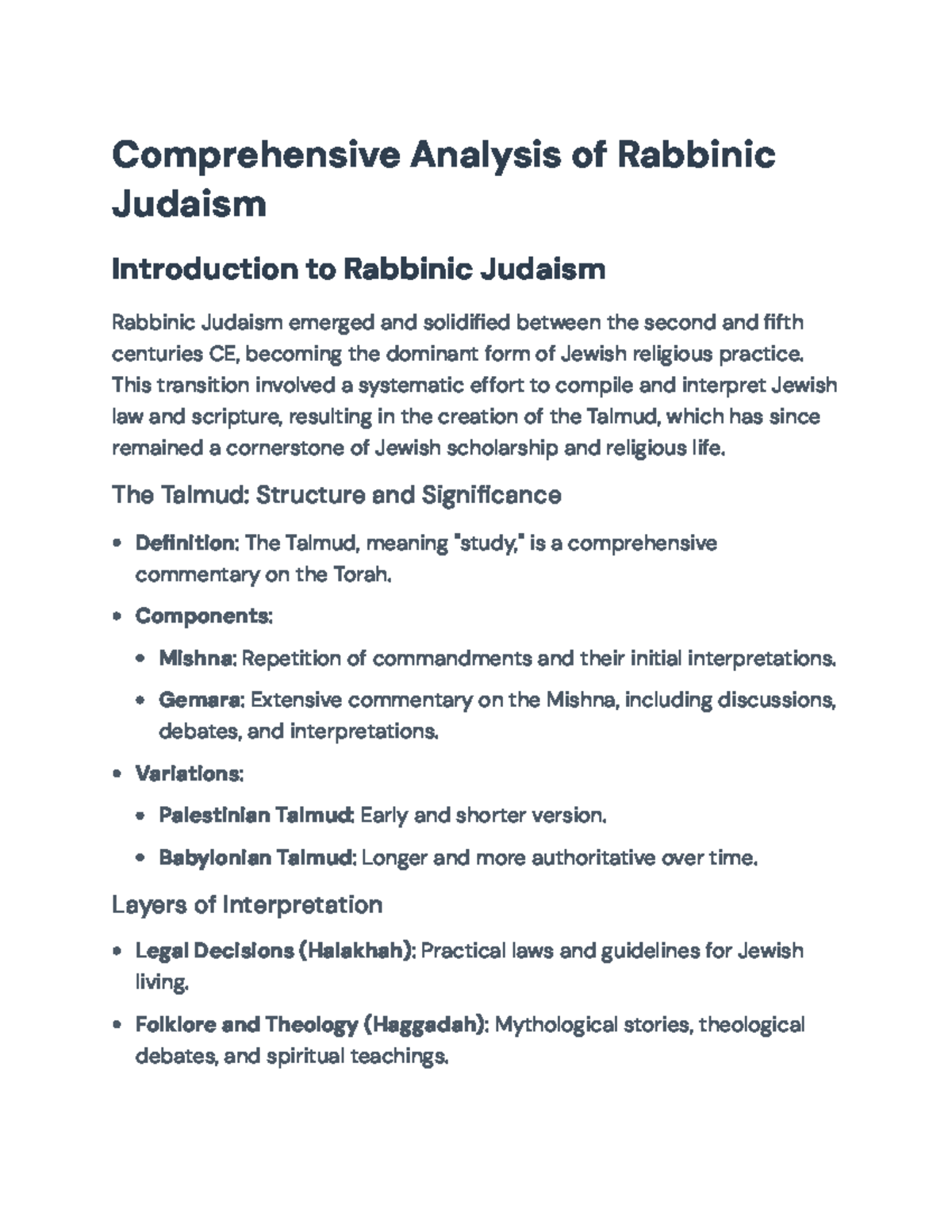 Rabbinic Judaism: Evolution and Key Practices from 2nd to 5th CE - Studocu