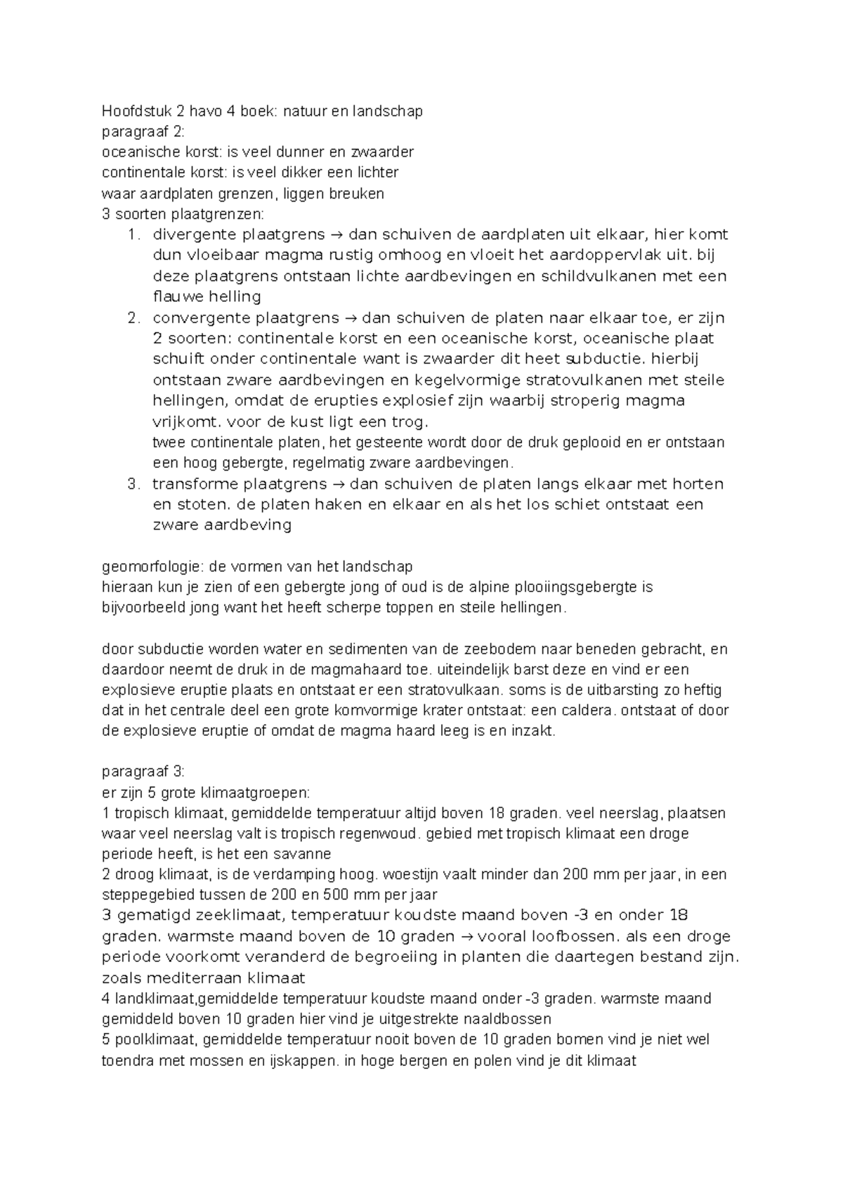 Samenvatting Hoofdstuk 2 en 8 Havo 4/5: Natuur, Landschap en Verwering ...