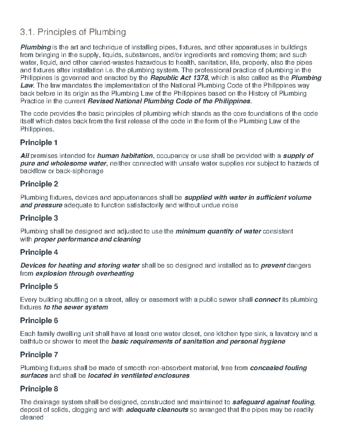 Principles and Design Provisions of Plumbing: A BSD Reviewer Guide ...