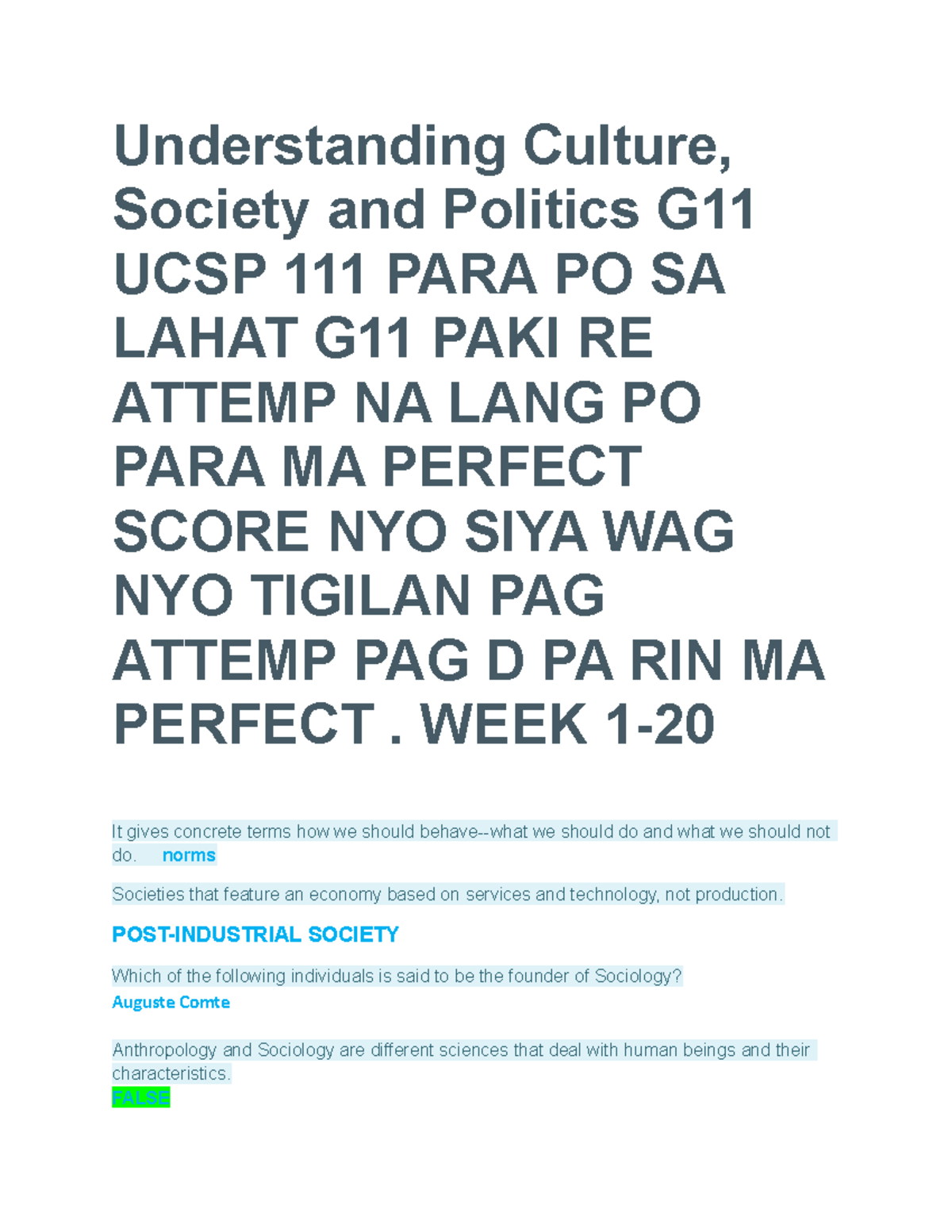UCSP-2111-G11-Week-1-Understanding-Culture-and-Society - Studocu