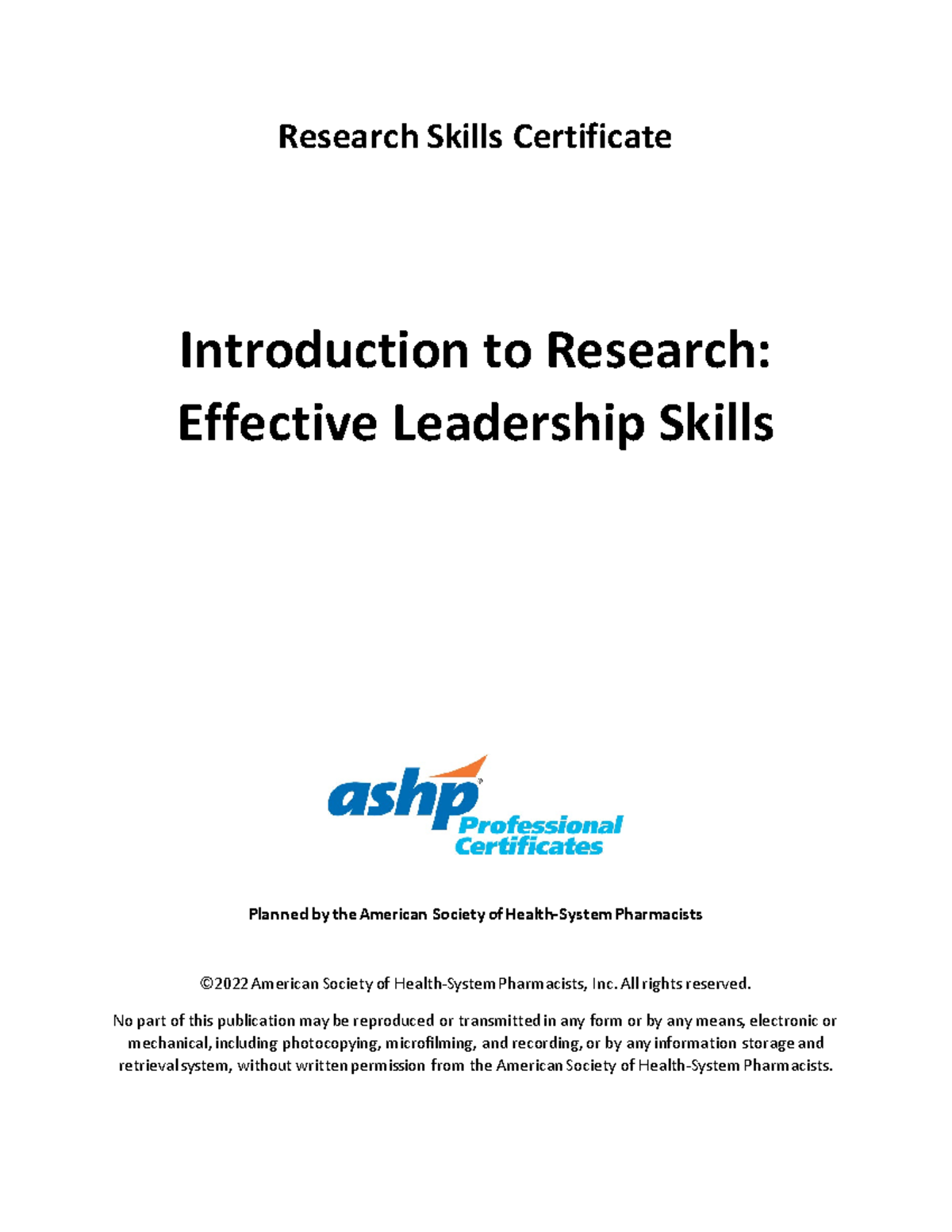 Research Skills Certificate: Effective Leadership Skills Overview - Studocu
