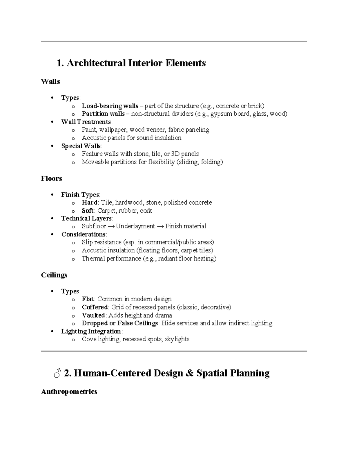 Architectural interiors: walls, floors, ceilings, and systems overview ...