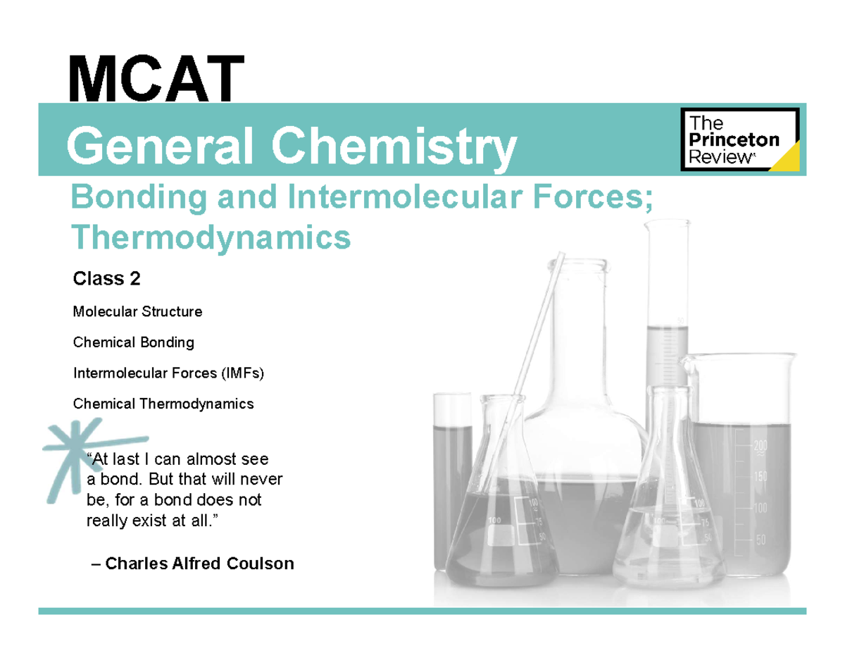 MCAT G-Chem Overview of Chemical Bonds and Thermodynamics Concepts ...