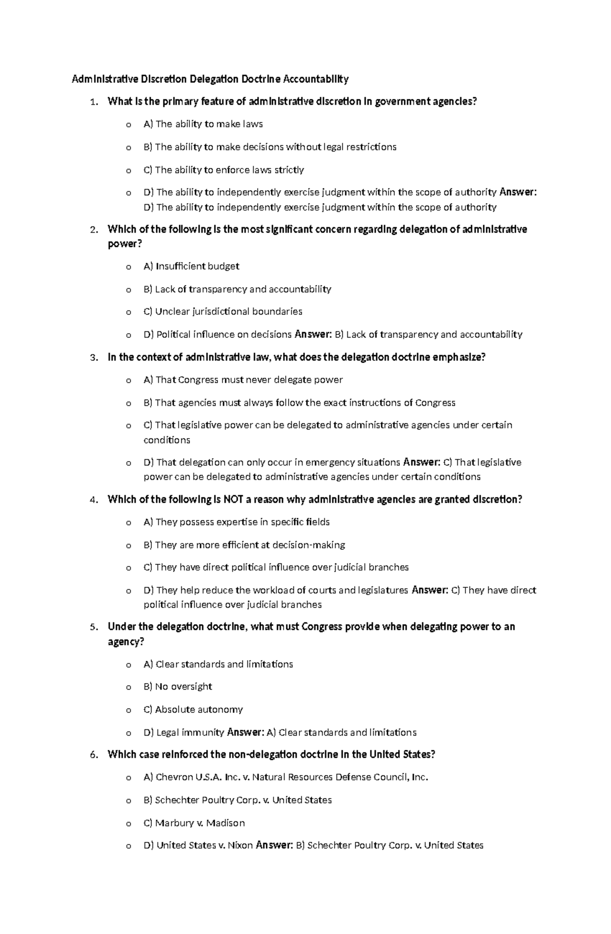 Administrative Discretion Delegation Doctrine Accountability - What is ...