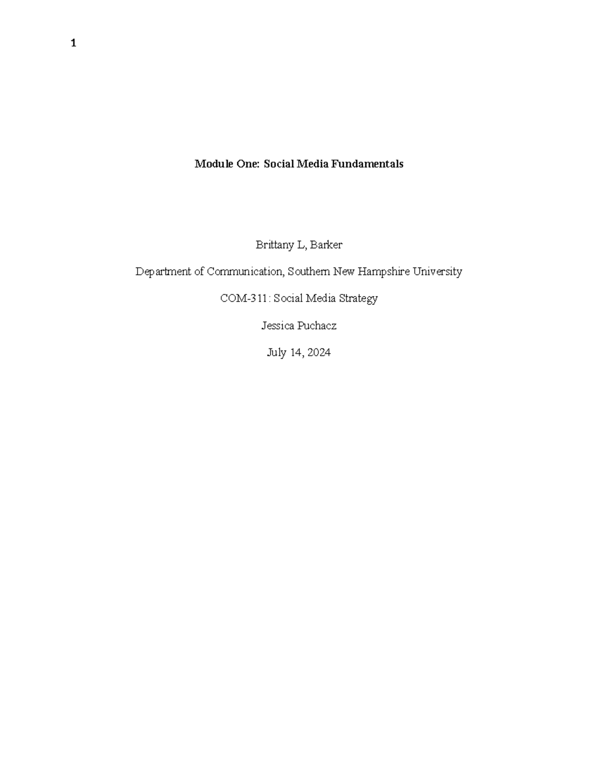 Module Two Short Answer - Module One: Social Media Fundamentals ...