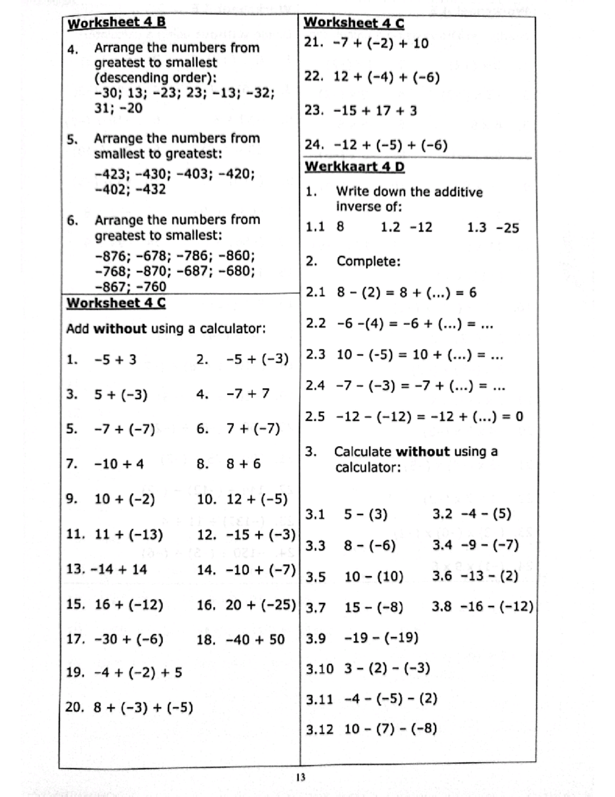 Grade 8 - Integers Worksheet Recap and Practice Exercises - Studocu