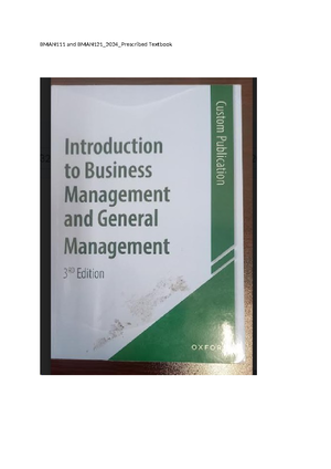 BMAN 111 Study Unit: Key Learning Outcomes on Business Management ...