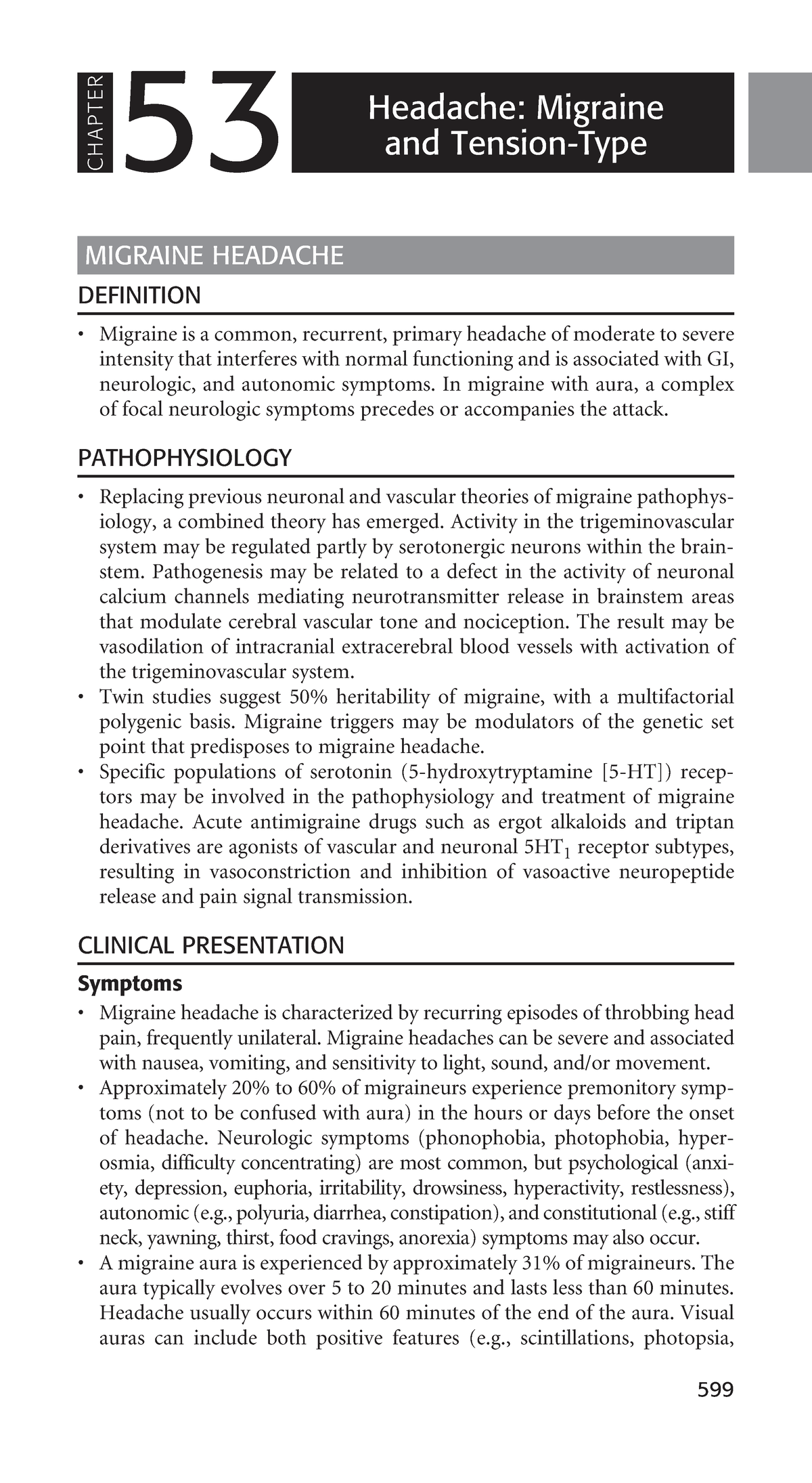 Chapter 53: Migraine Headache - Definition, Pathophysiology, and ...