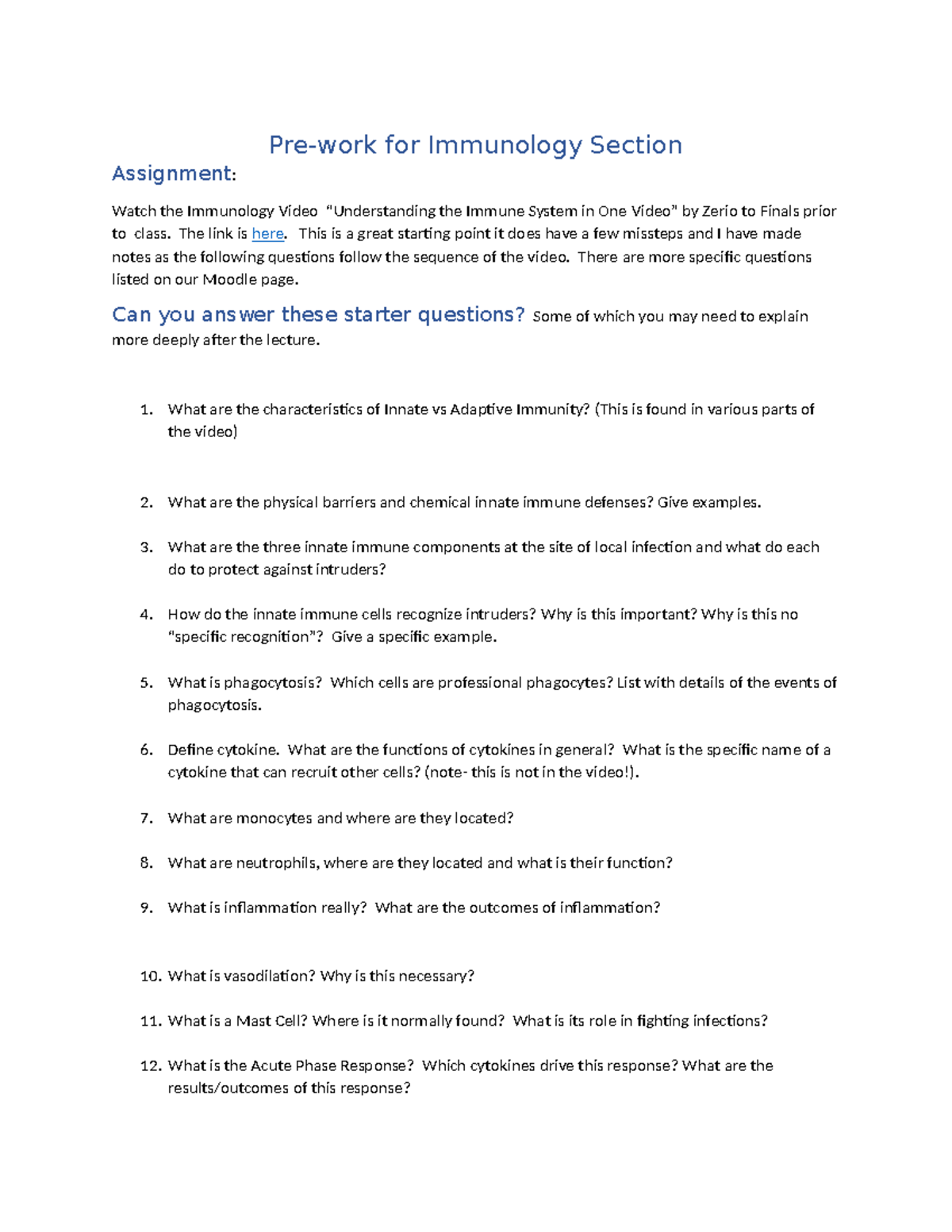 Understanding Immunology Questions (IMMU 101) for Finals Prep - Studocu