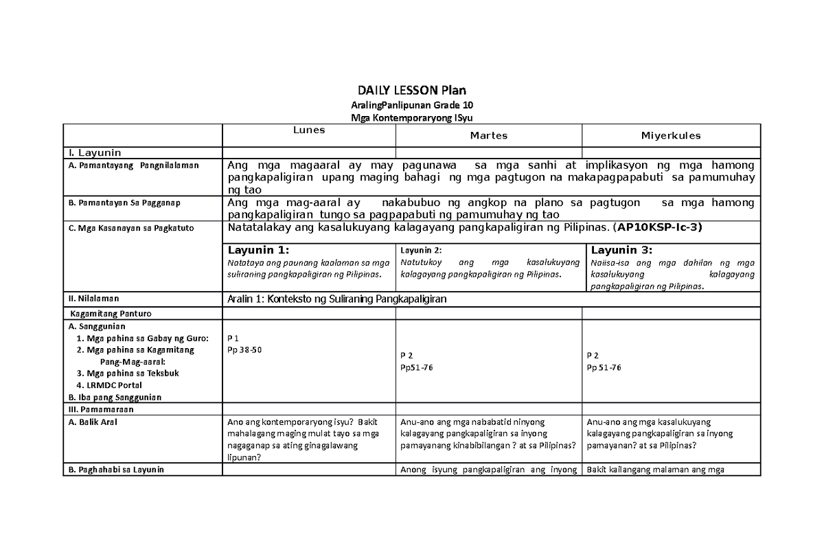 DLP Q1 - Kontemporaryong Isyu sa Suliraning Pangkapaligiran 1 - Studocu
